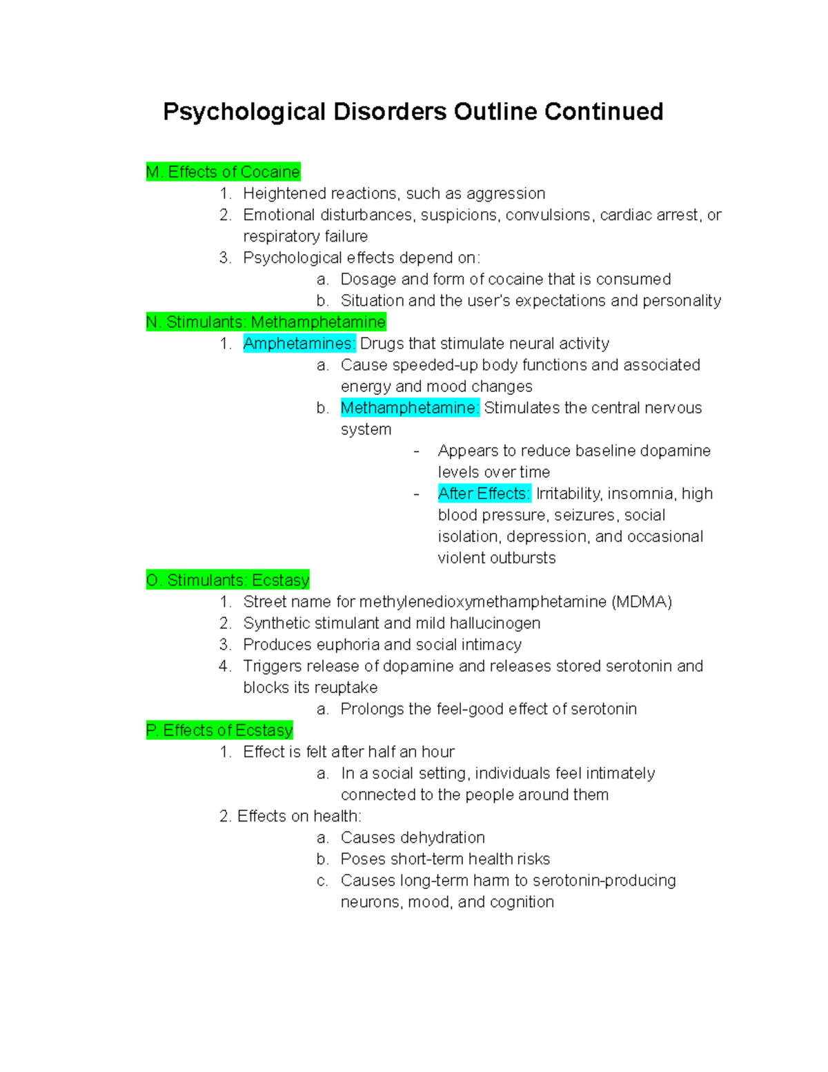 General Psychology-Ch.13 Psychological Disorders Outline Notes ...