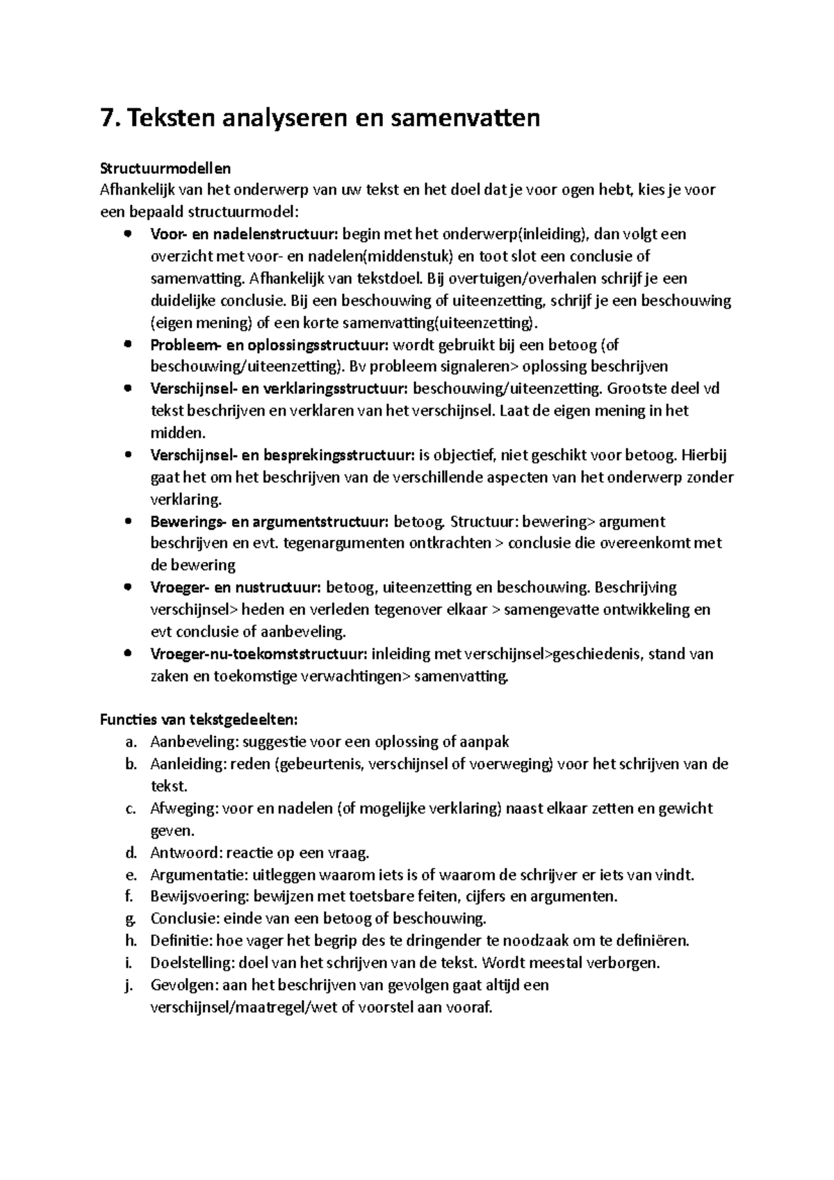 7.Teksten analyseren en samenvatten samenvatting - 7. Teksten ...
