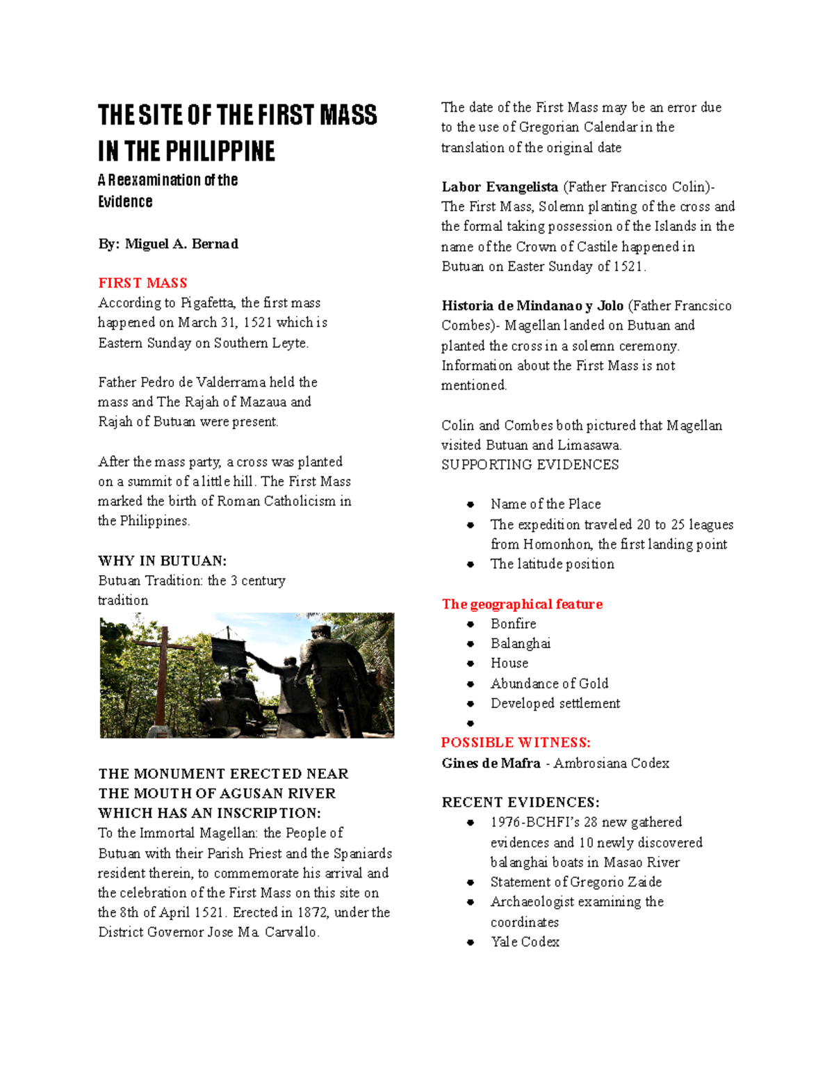 THE SITE OF THE First MASS - THE SITE OF THE FIRST MASS IN THE ...