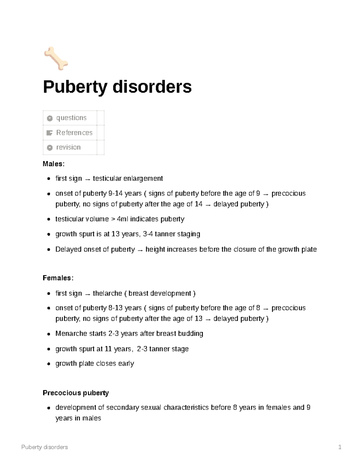 Puberty disorders notes - Medicine Type And Use - KFU - Studocu