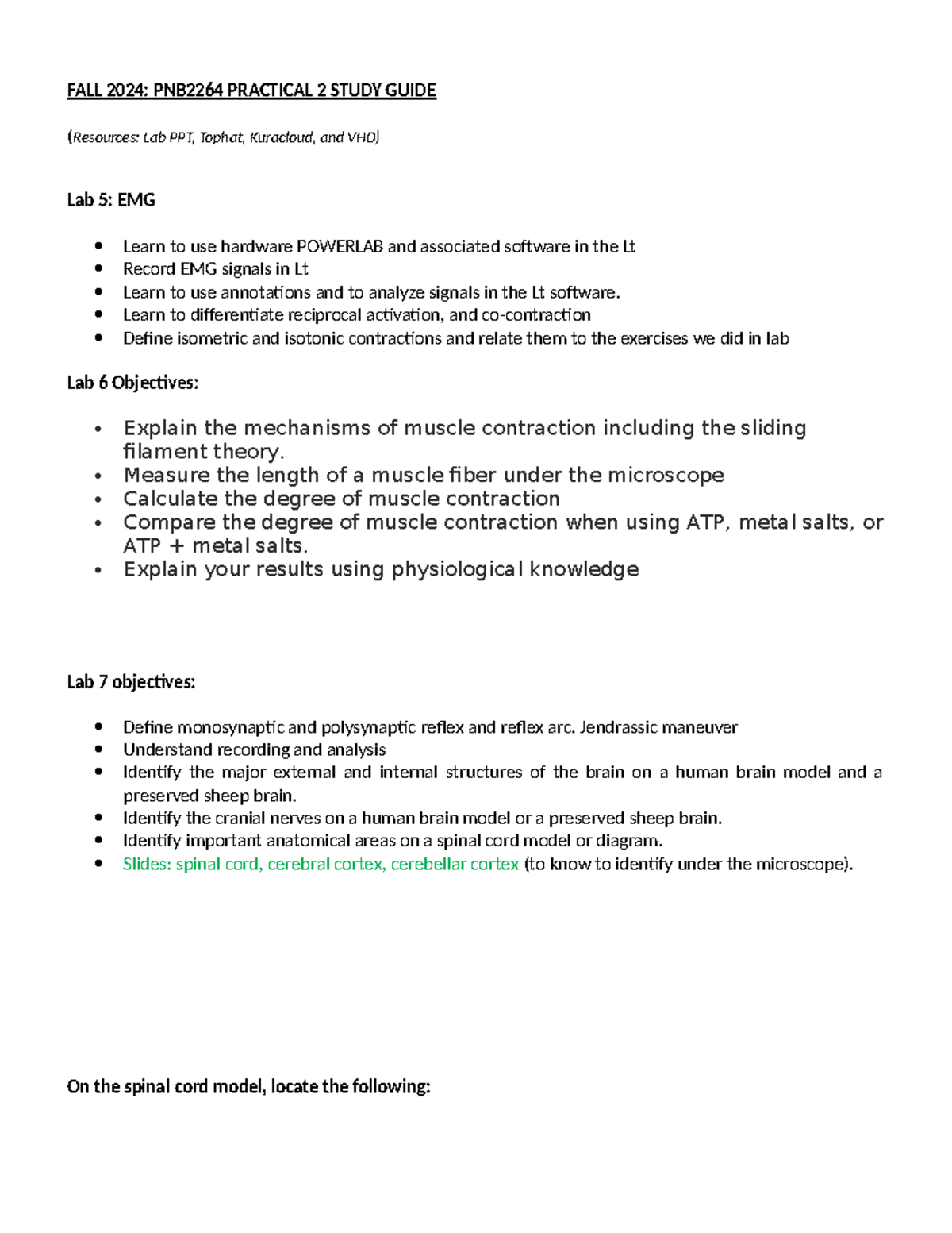 Study guide practical 2 F24 W - FALL 2024: PNB2264 PRACTICAL 2 STUDY ...