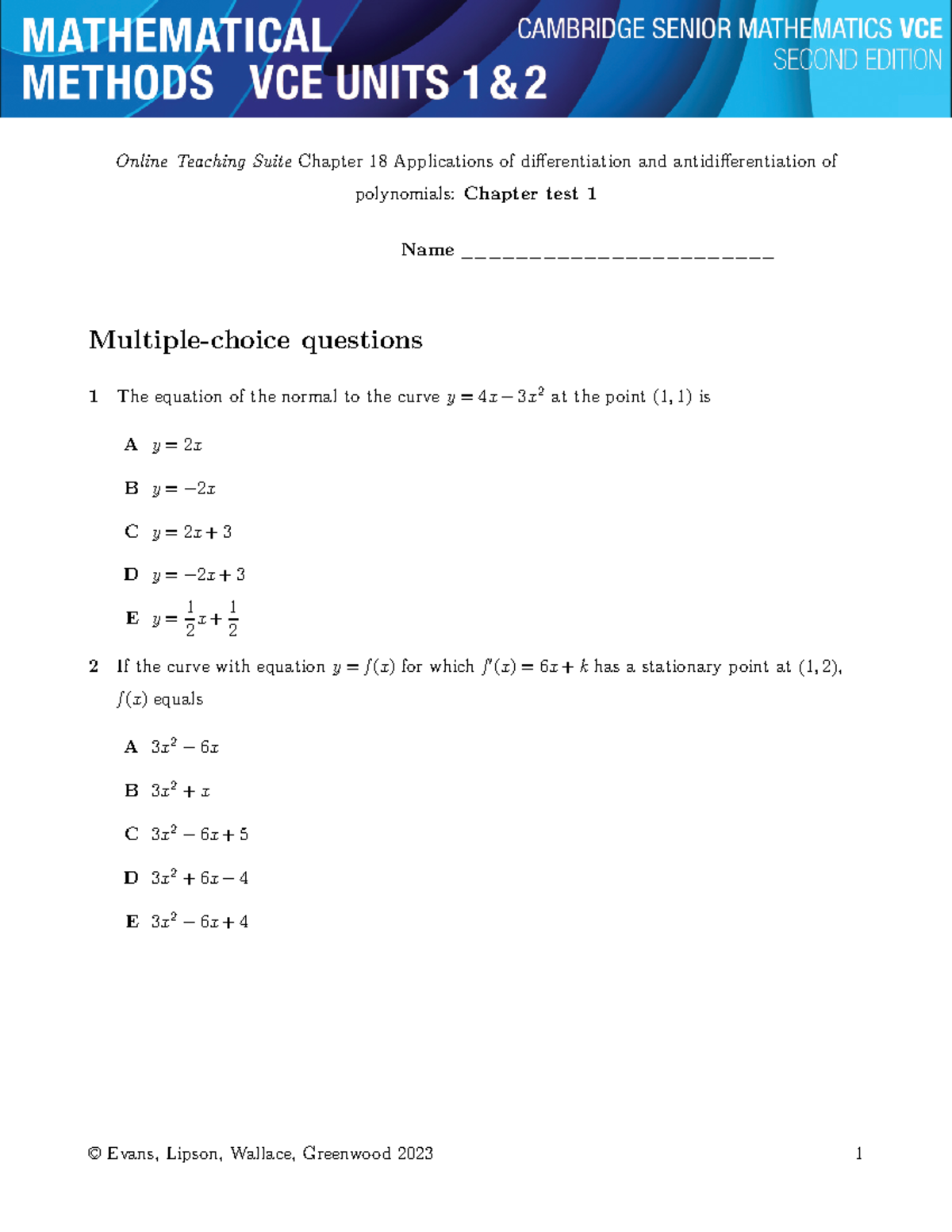 Chapter 18 test 1 - nothing - Online Teaching Suite Chapter 18 ...