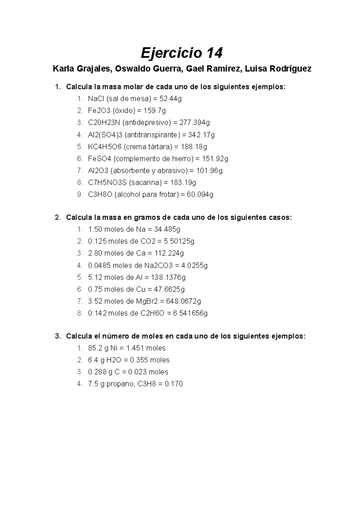 Ejercicio 14 - ...... - Ejercicio 14 Karla Grajales, Oswaldo Guerra, Gael Ramírez, Luisa ...