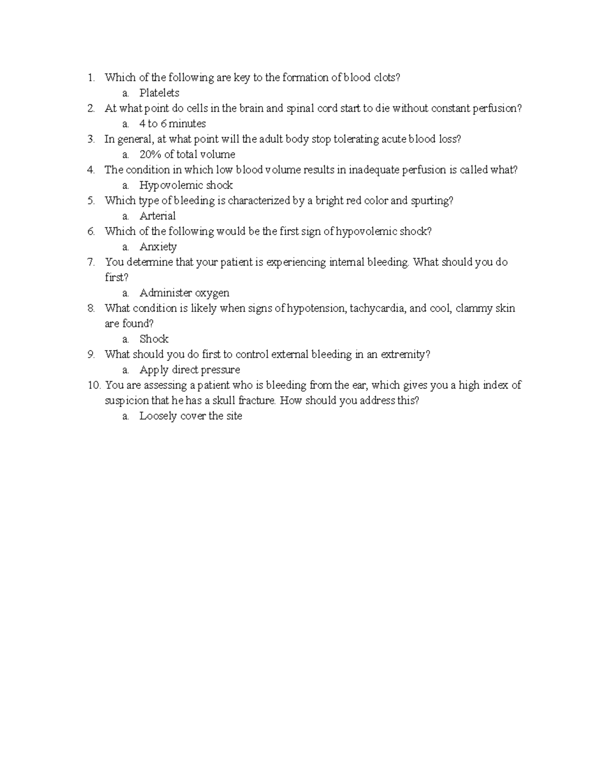 EMT chapter 26 assignment questions - Which of the following are key to ...