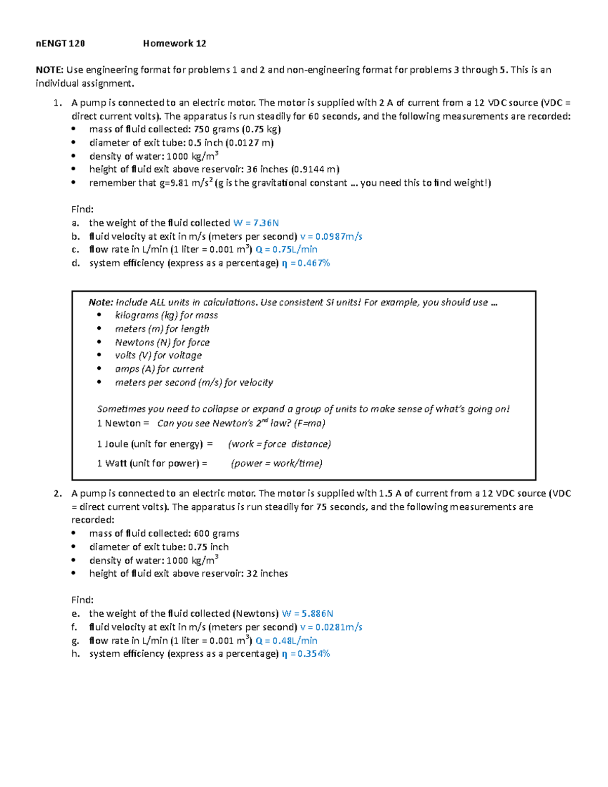 Homework 12 ENGT221 - unfinished - nENGT 120 Homework 12 NOTE: Use ...