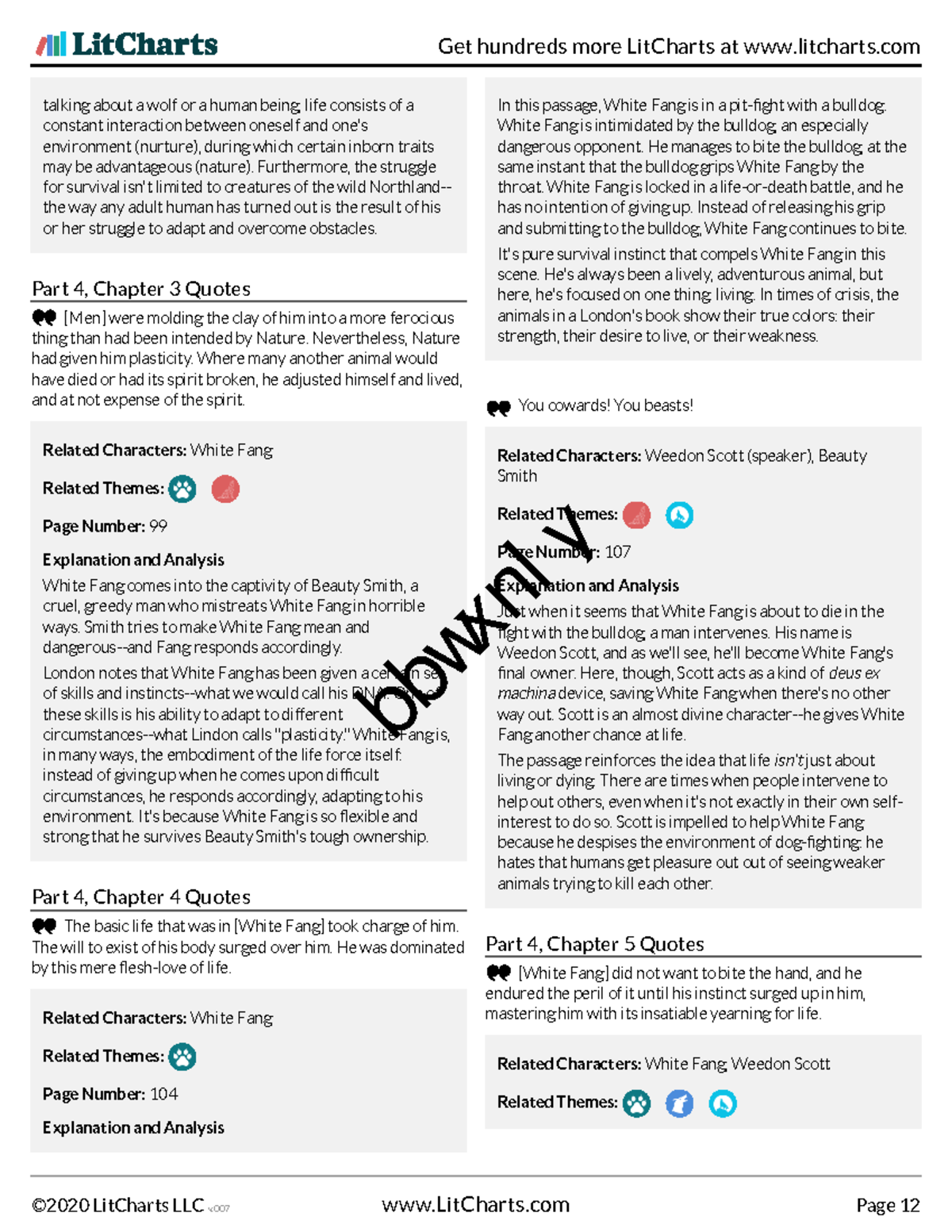 White-Fang-Lit Chart 12 - talking about a wolf or a human being, life ...