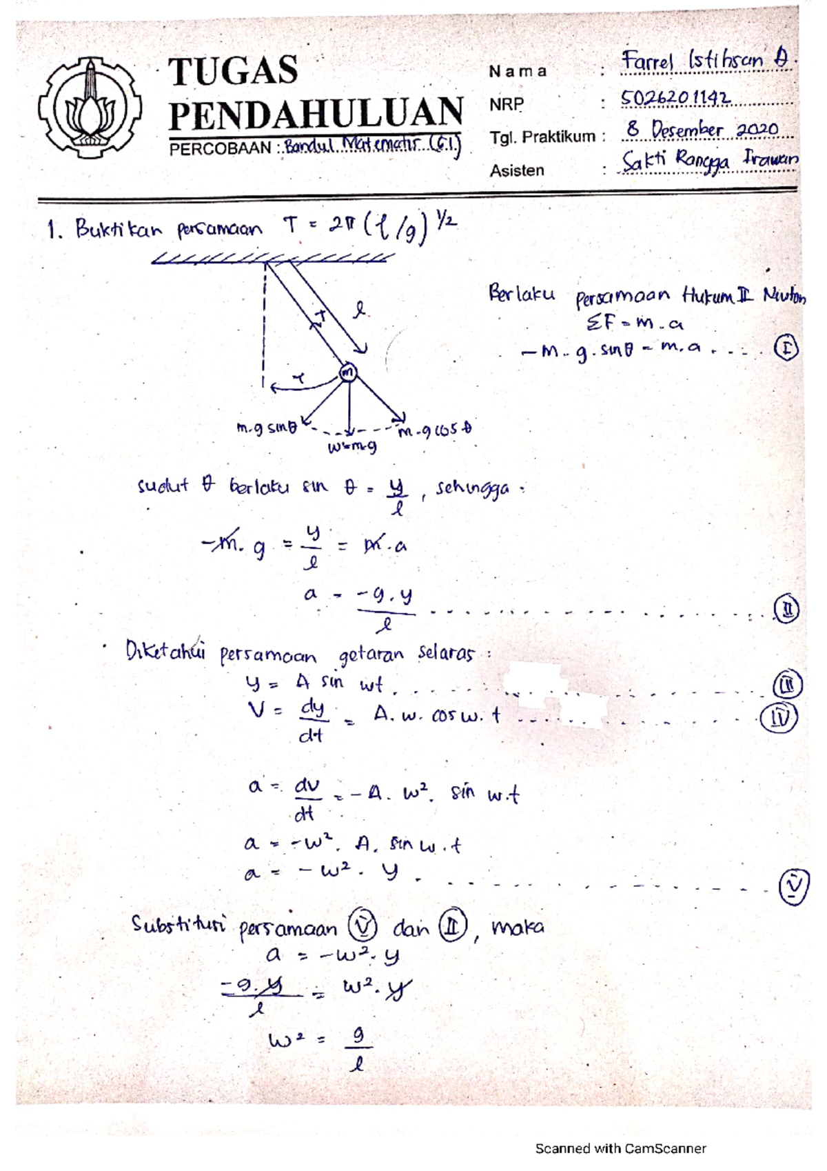 Soal Bandul Matematis - Exercise and answer about mathematical pendulum ...