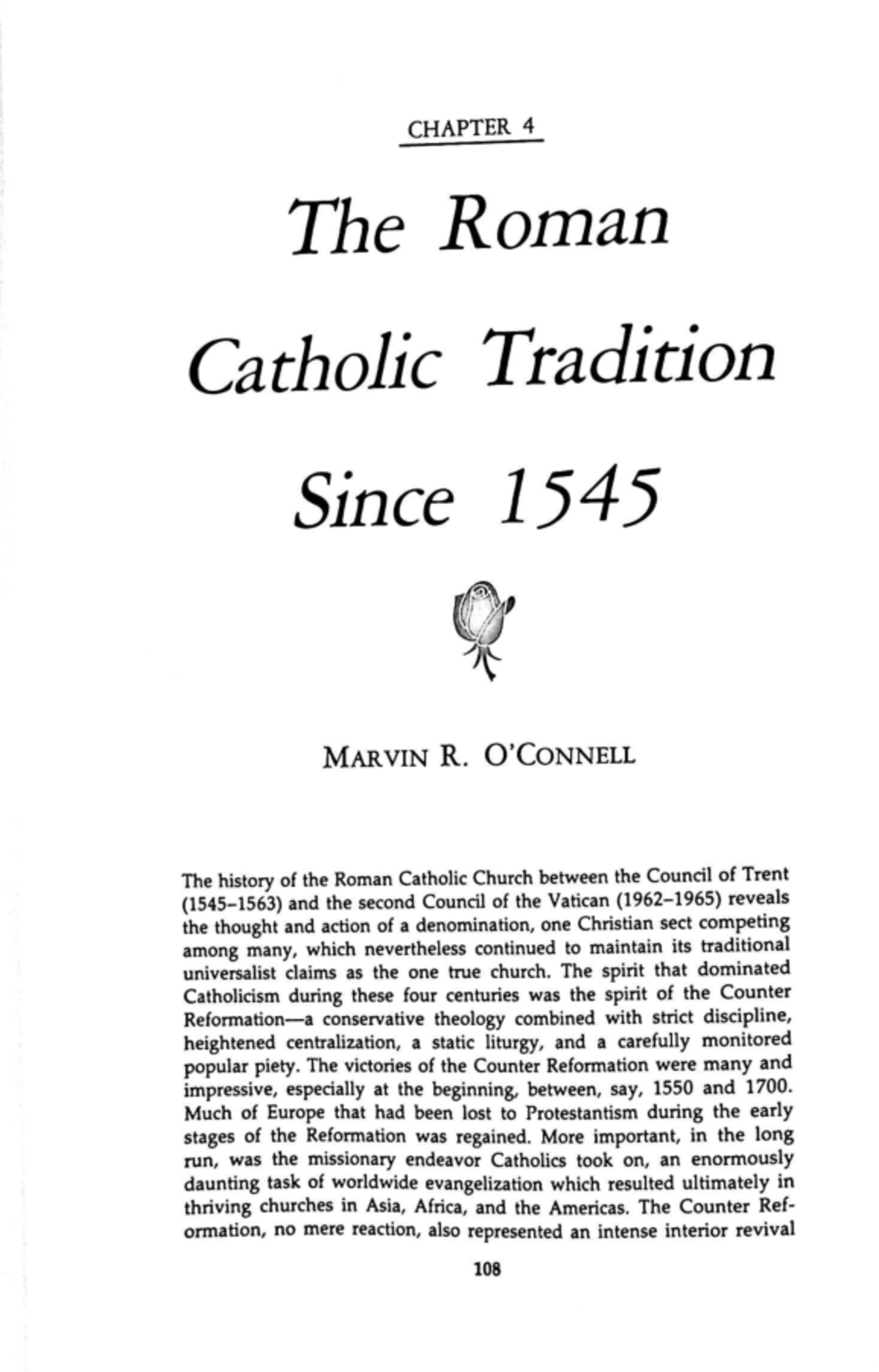 Chapter 4 The Roman Catholic Tradition Since 1545 - CHAPTER 4 The Roman ...