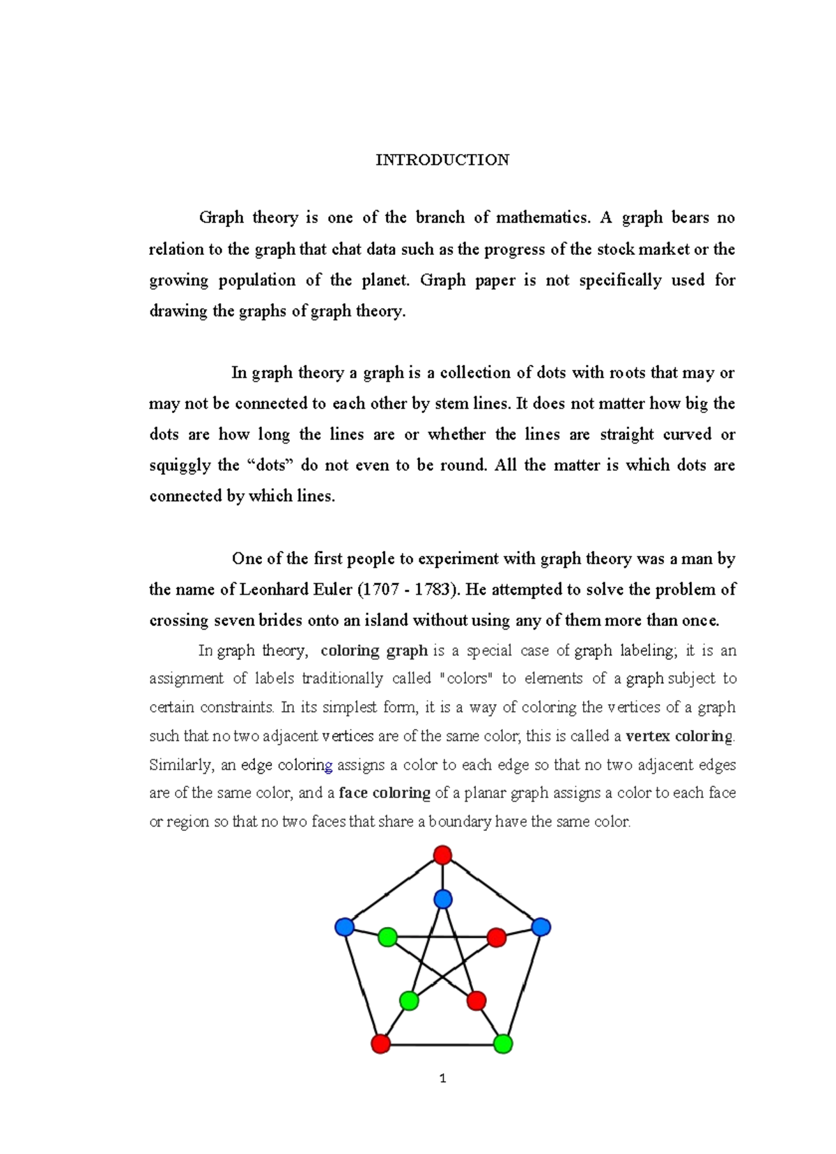 High Order - maths - INTRODUCTION Graph theory is one of the branch of mathematics. A graph ...