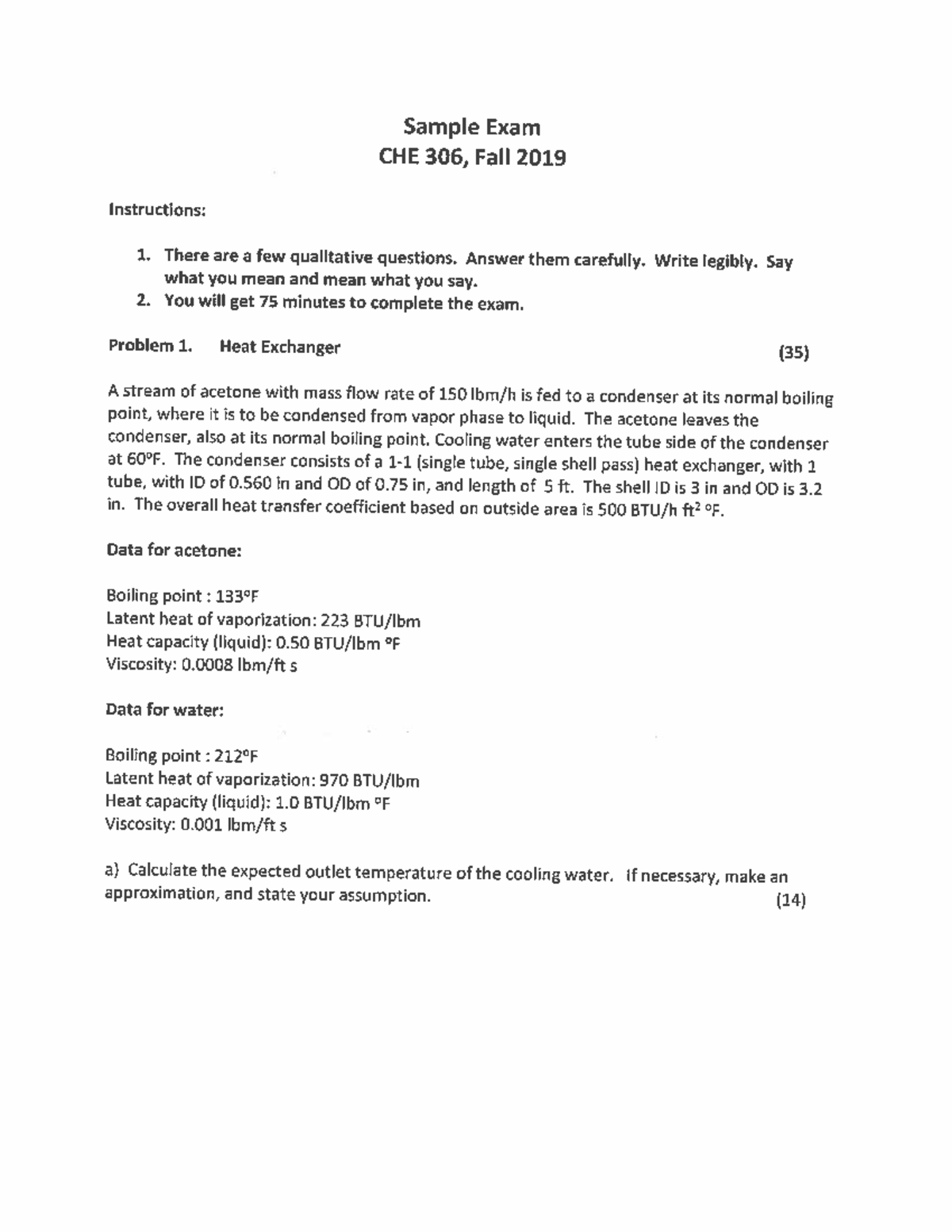 Sample Exam II CHE 306 - Practice Exam - CHE 306 - Warning: decodeScan - unexpected MCU data ...