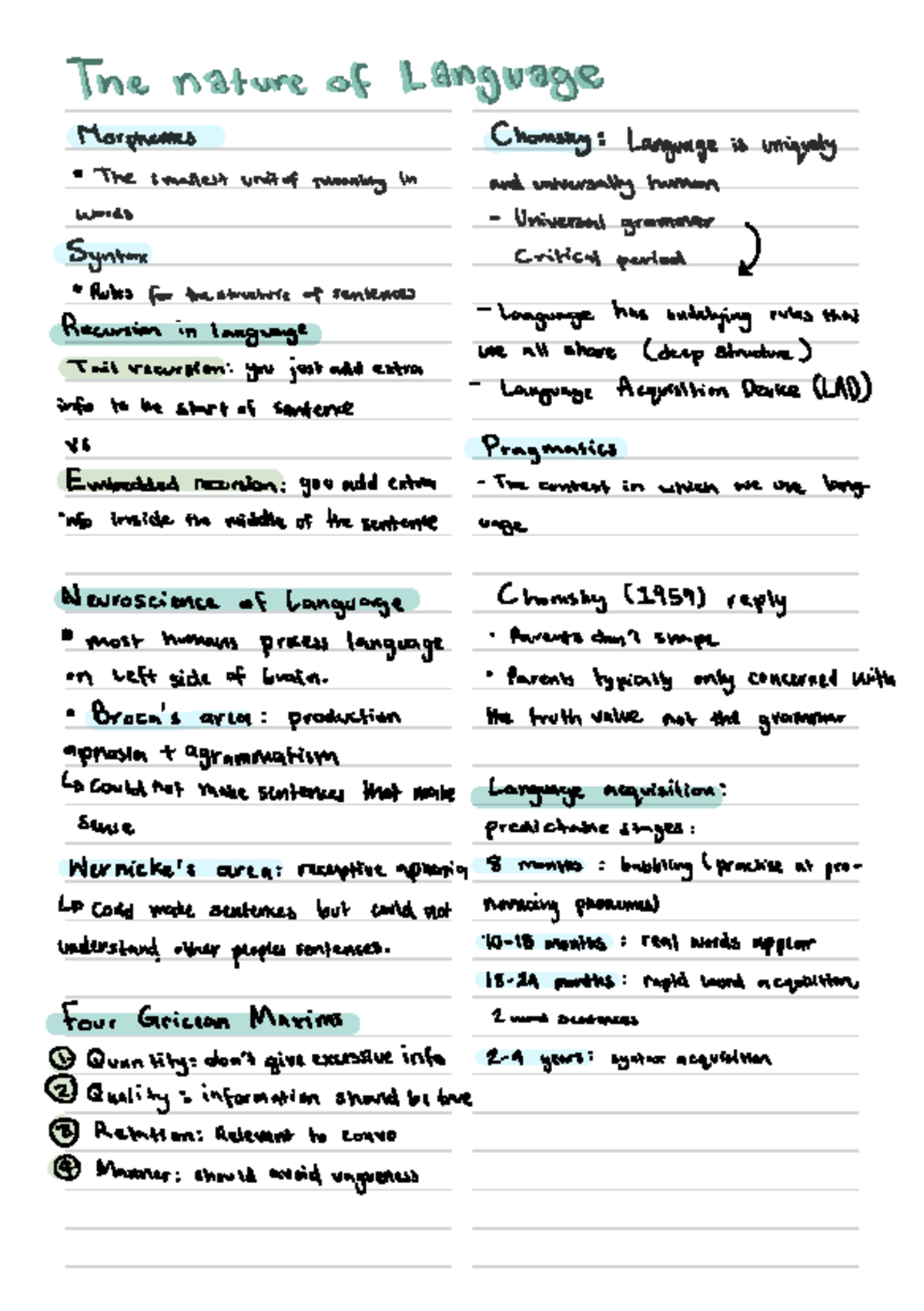 PSCY2050 language summary notes - Etip R Ud e C Tie nature 9 D Ot & I D ...