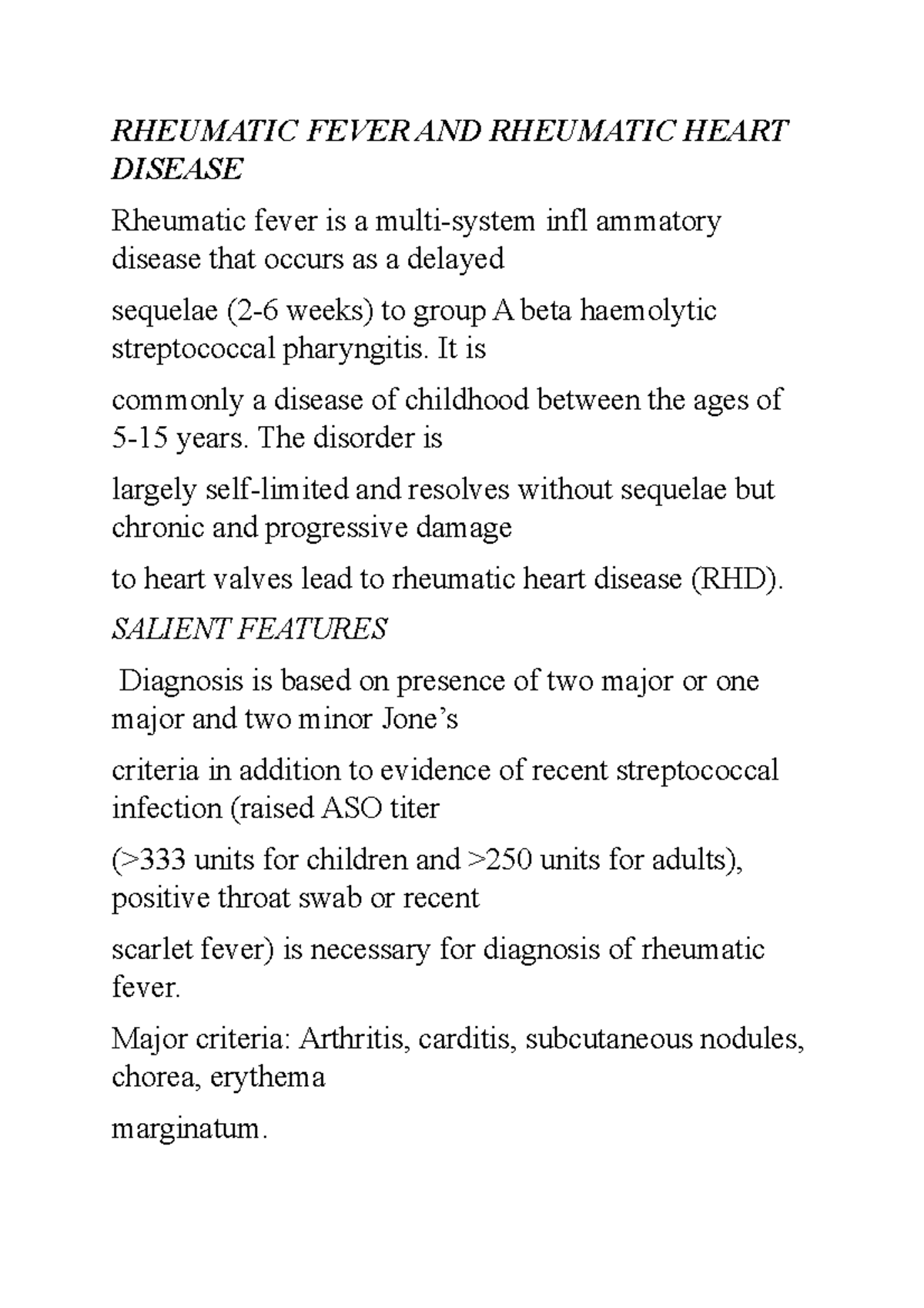 Rheumatic Fever - RHEUMATIC FEVER AND RHEUMATIC HEART DISEASE Rheumatic ...
