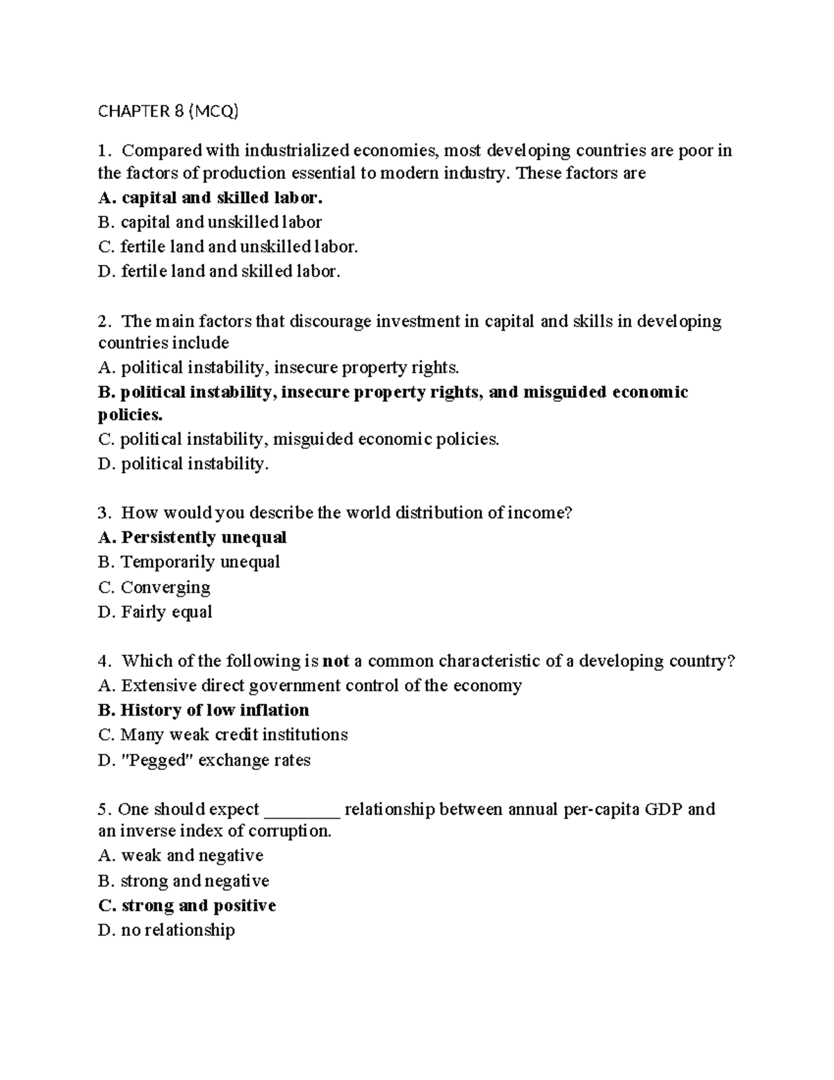 Chapter 8 MCQ ANS - CHAPTER 8 (MCQ) Compared with industrialized ... Chapter 8 MCQ ANS - CHAPTER 8 (MCQ) Compared with industrialized ...