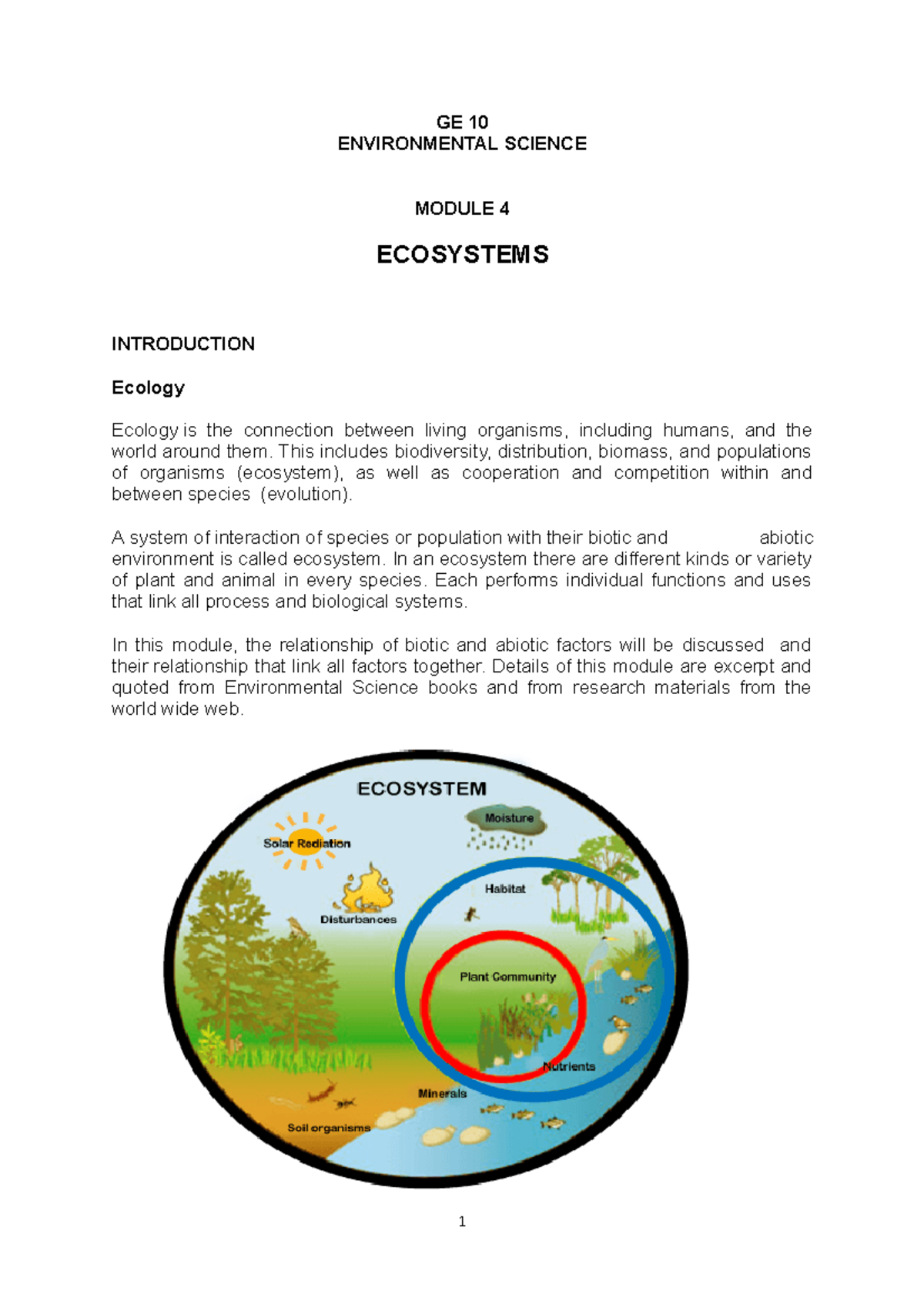 GE 10 Module 4 - For educational purposes - GE 10 ENVIRONMENTAL SCIENCE ...