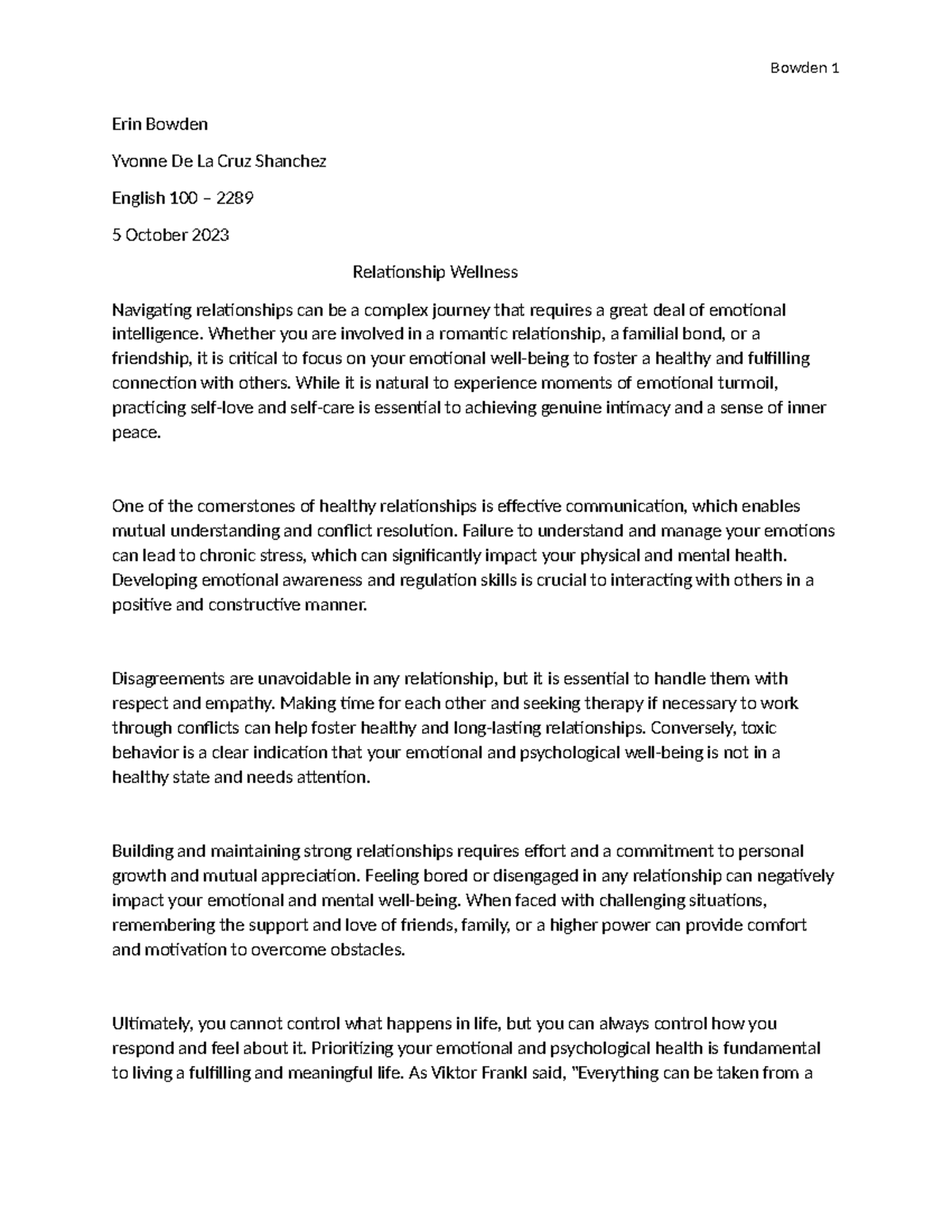 Erin essay - - Studocu