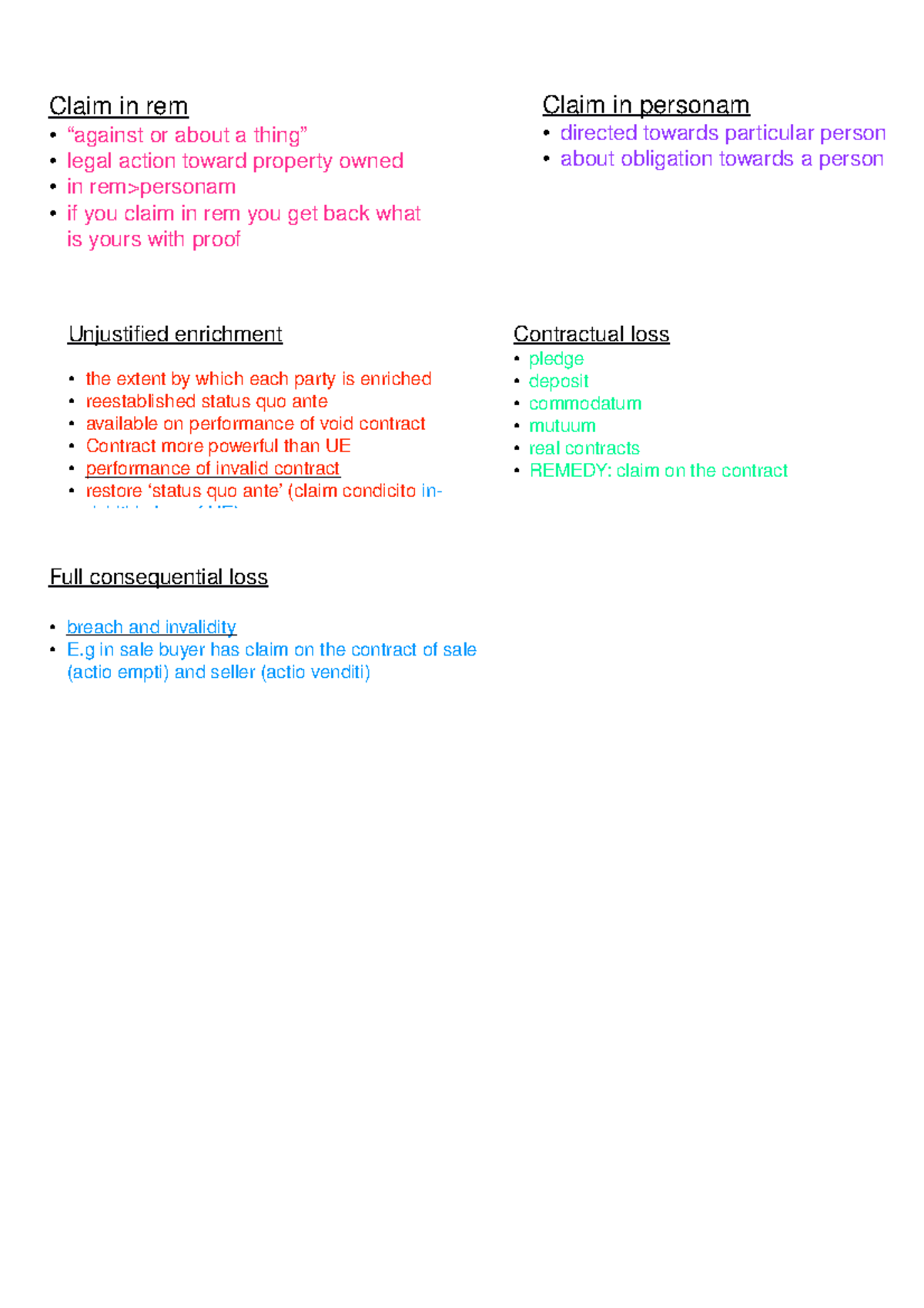 The different claim revision notes - Claim in rem • “against or about a ...