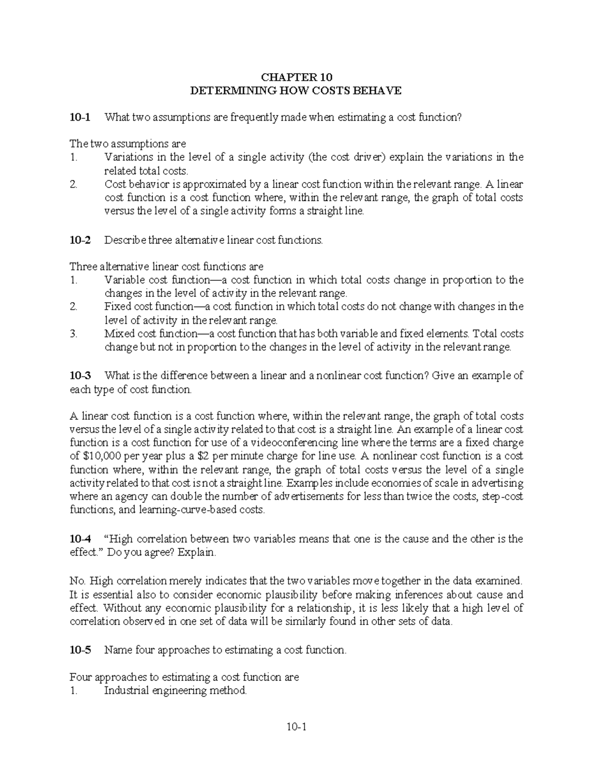 Lecture 3 & 4 Cost Functions & Learning Curve - Chapter 10 - CHAPTER 10 ...