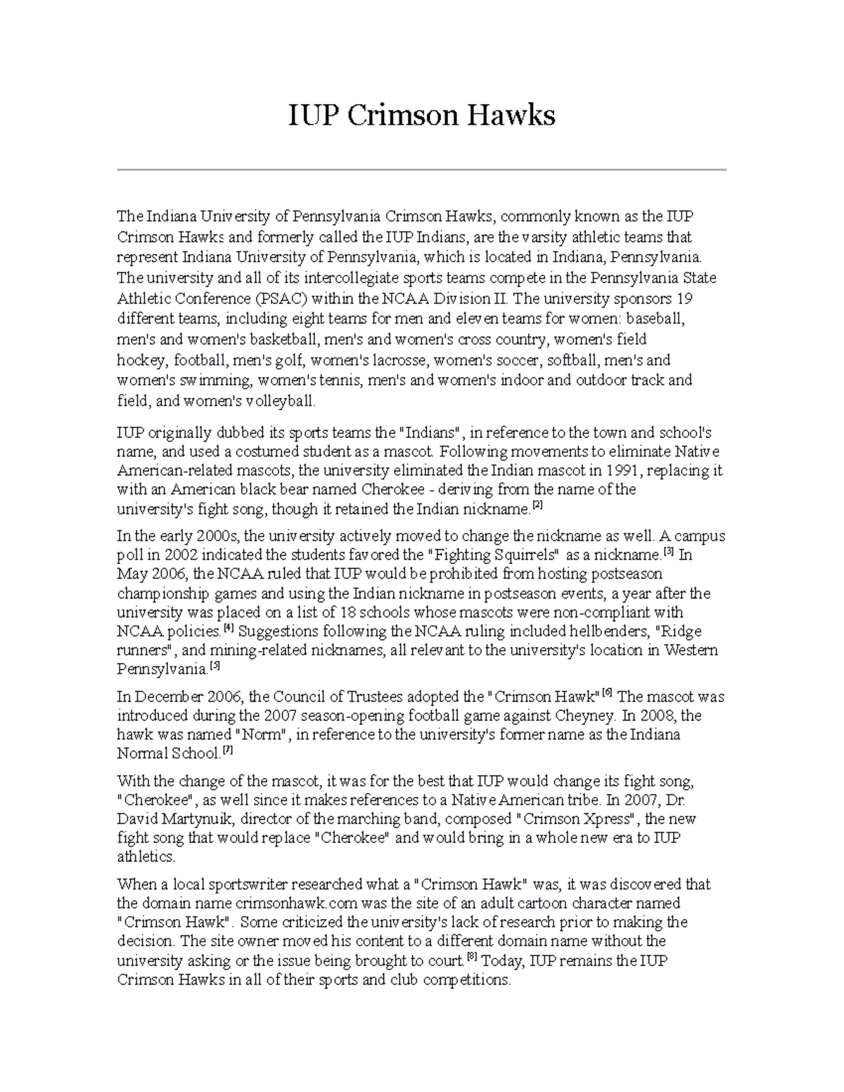 IUP Crimson Hawks ajzb wzzz hwbz kwbw k - IUP Crimson Hawks The Indiana ...