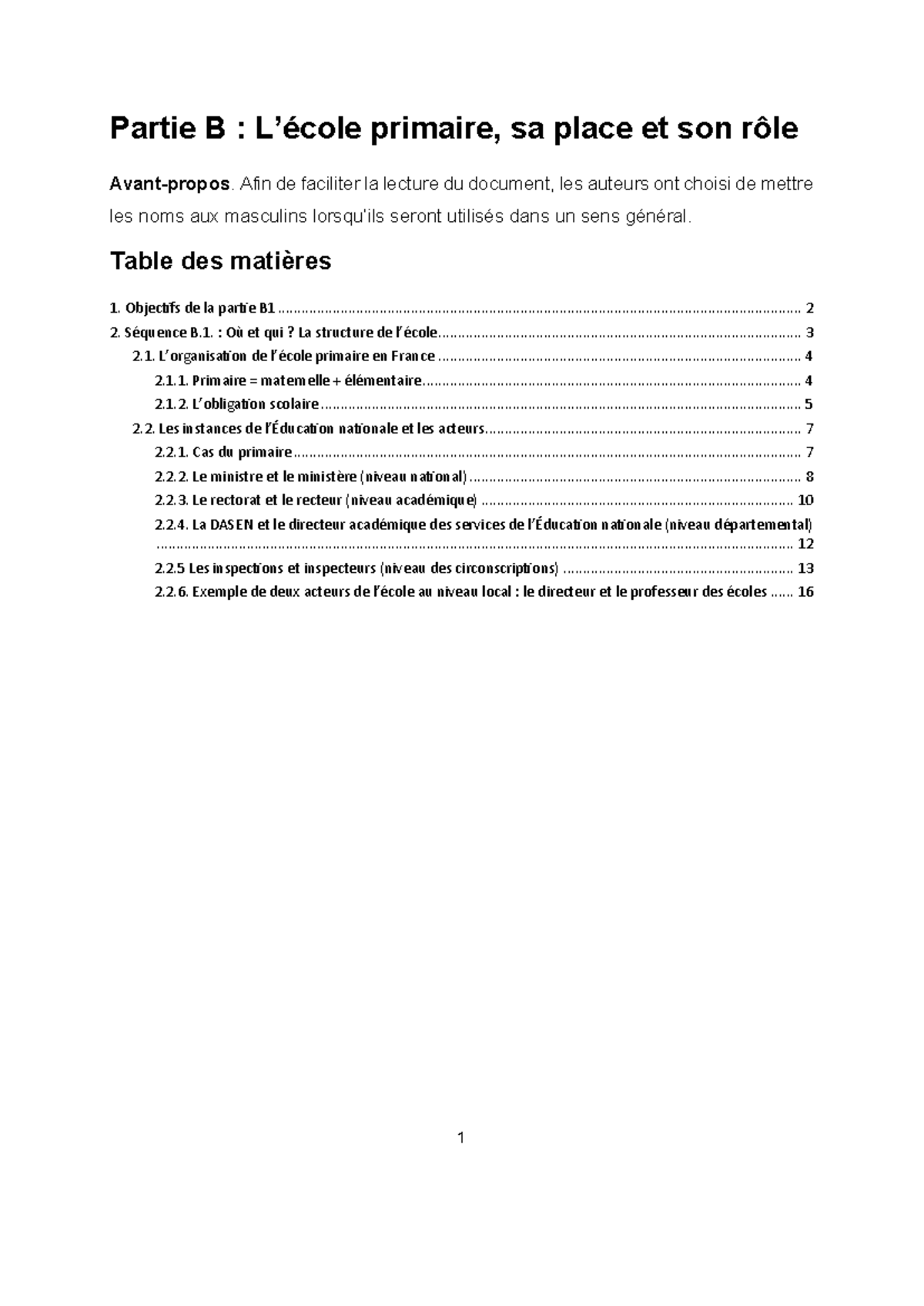Partie B - séquence B1 - dsz - Partie B : L’école primaire, sa place et ...
