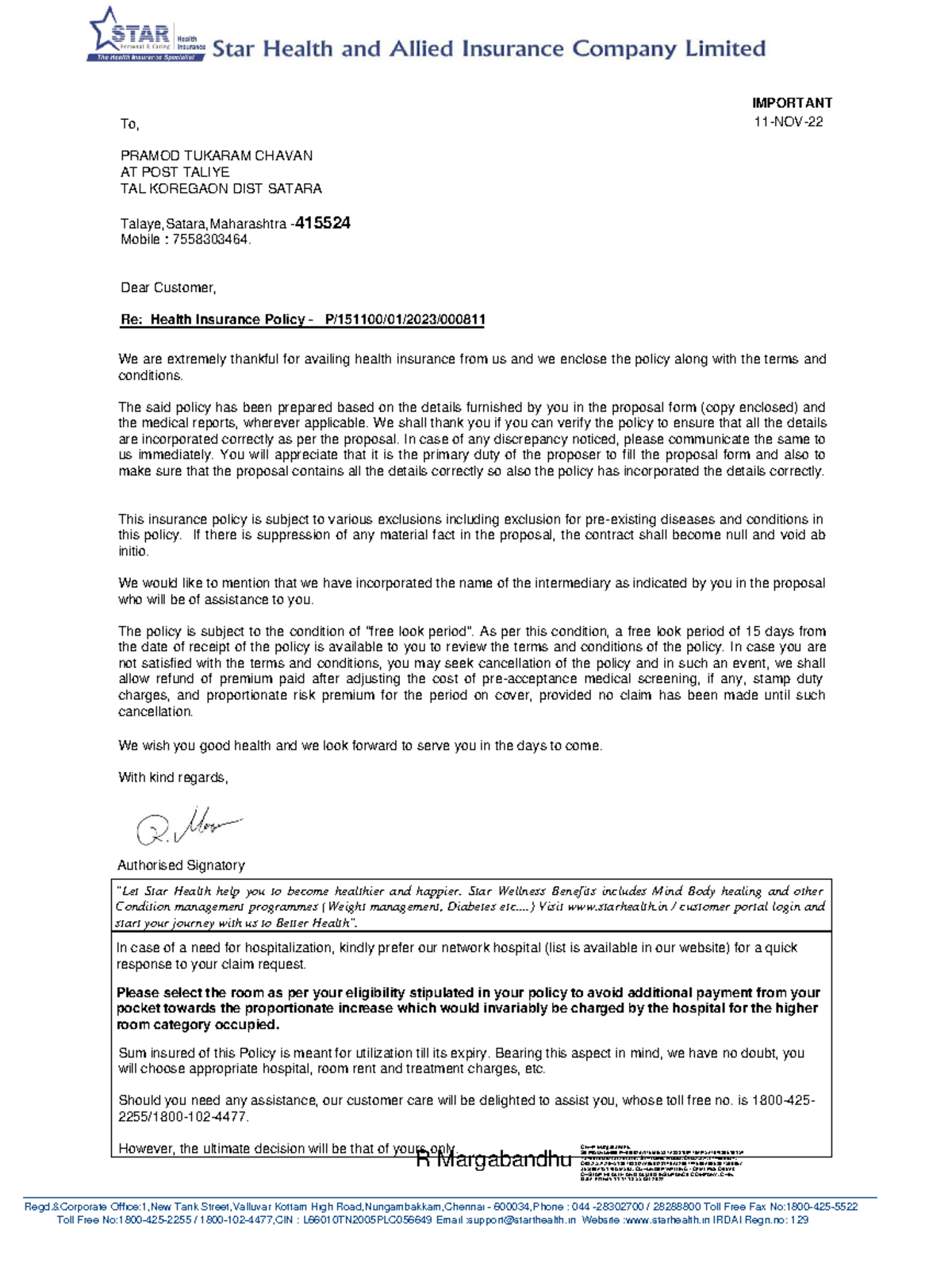 Policy-copy - Sample - Regd.&Corporate Office:1,New Tank Street ...