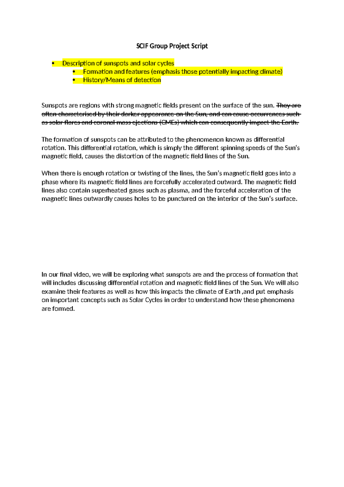 SCIF Group Project Script - They are often characterised by their ...