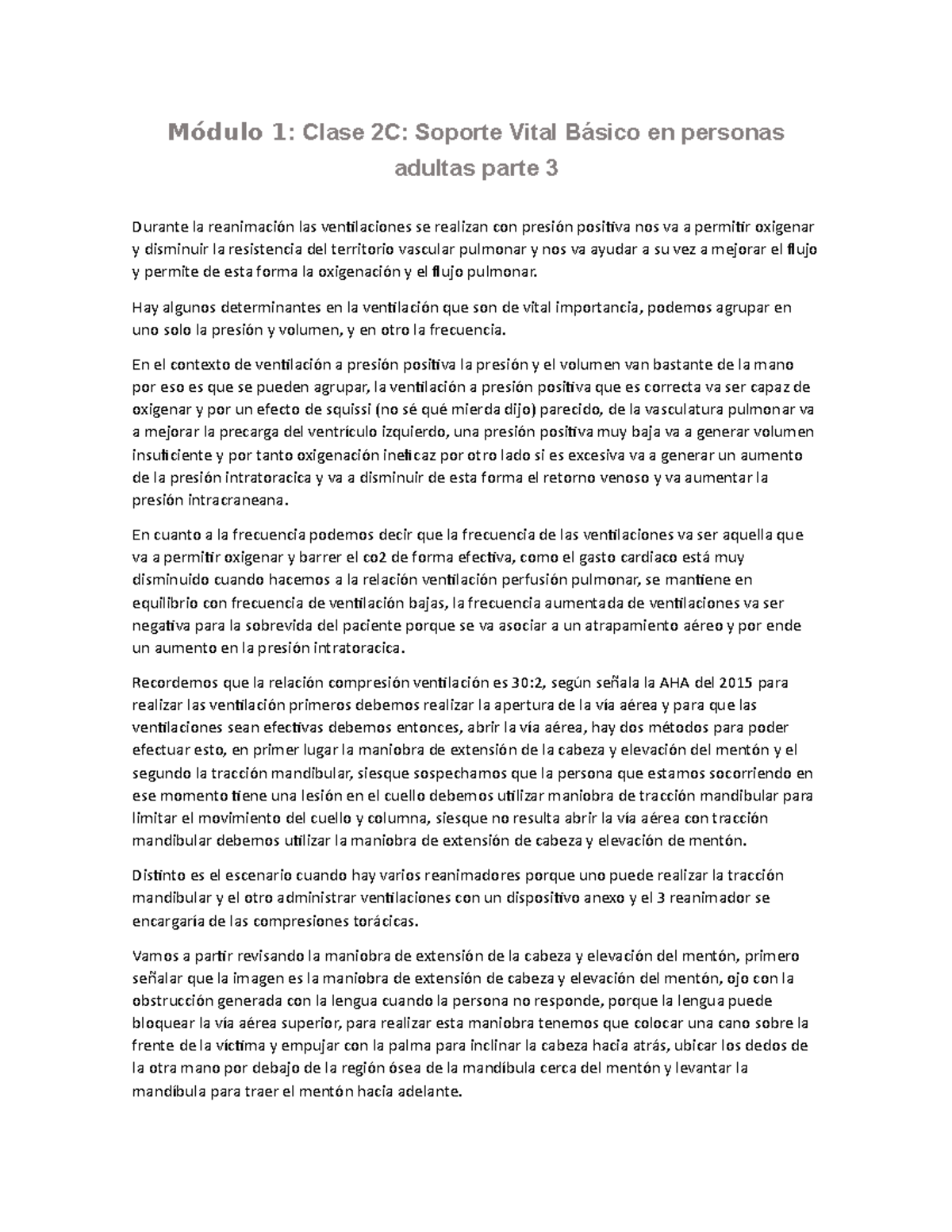 Módulo 1 Clase 2C Soporte Vital Básico en personas adultas parte 3 ...