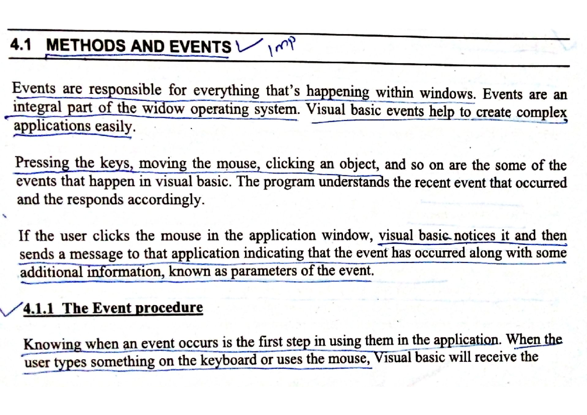 Methods and enents visual basic - Bachelor of Computer Application ...