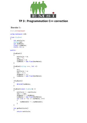 TP 3 - Exercice c++ , programmation orientée objet - TP 3 ...