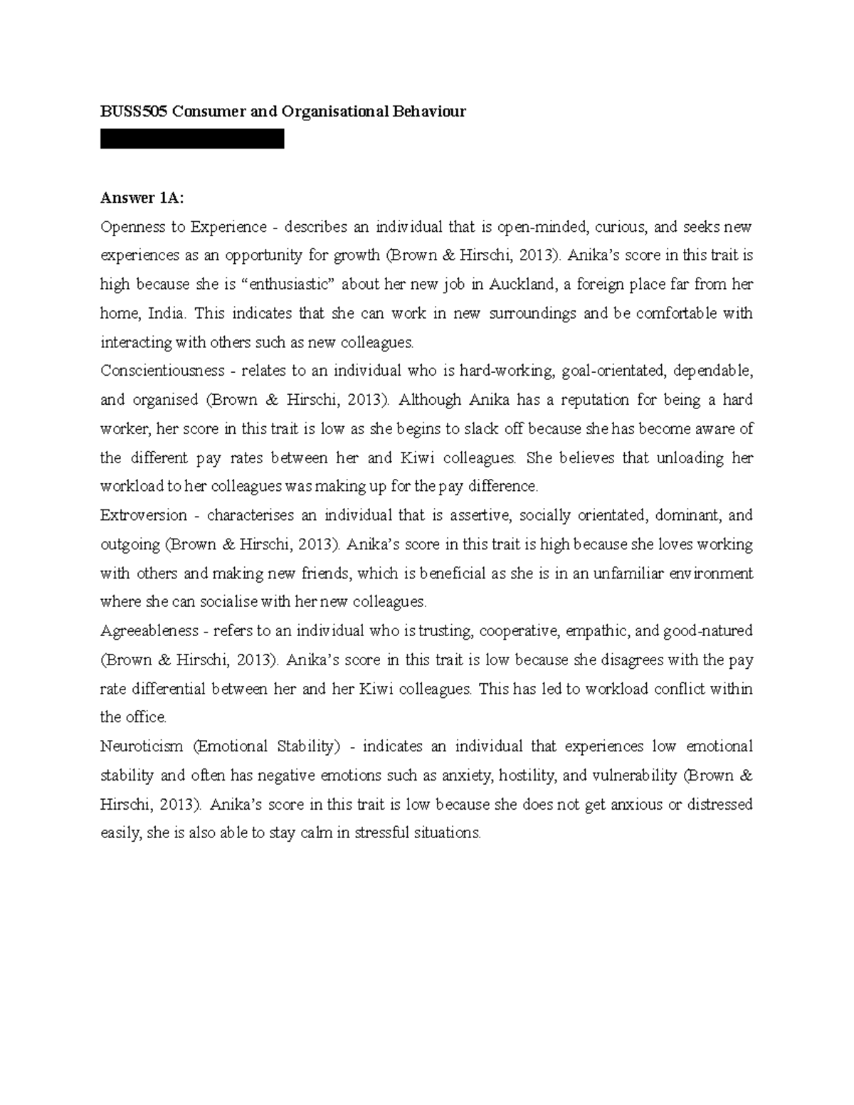BUSS505 Applied Case Questions A (2021) - BUSS505 Consumer and ...