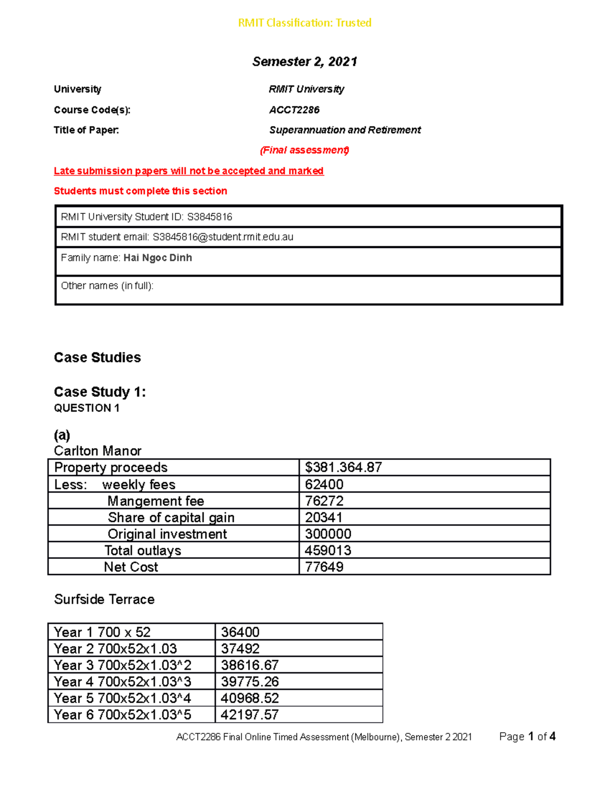 Assessment Task 3 Answer Paper 2021s2 - Semester 2, 2021 University ...