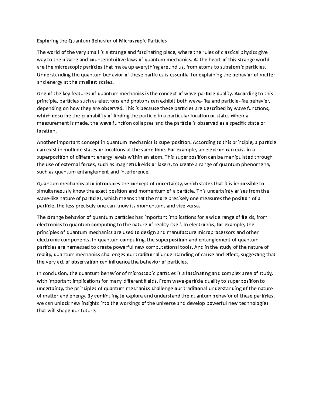 Exploring the Quantum Behavior of Microscopic Particles - At the heart ...