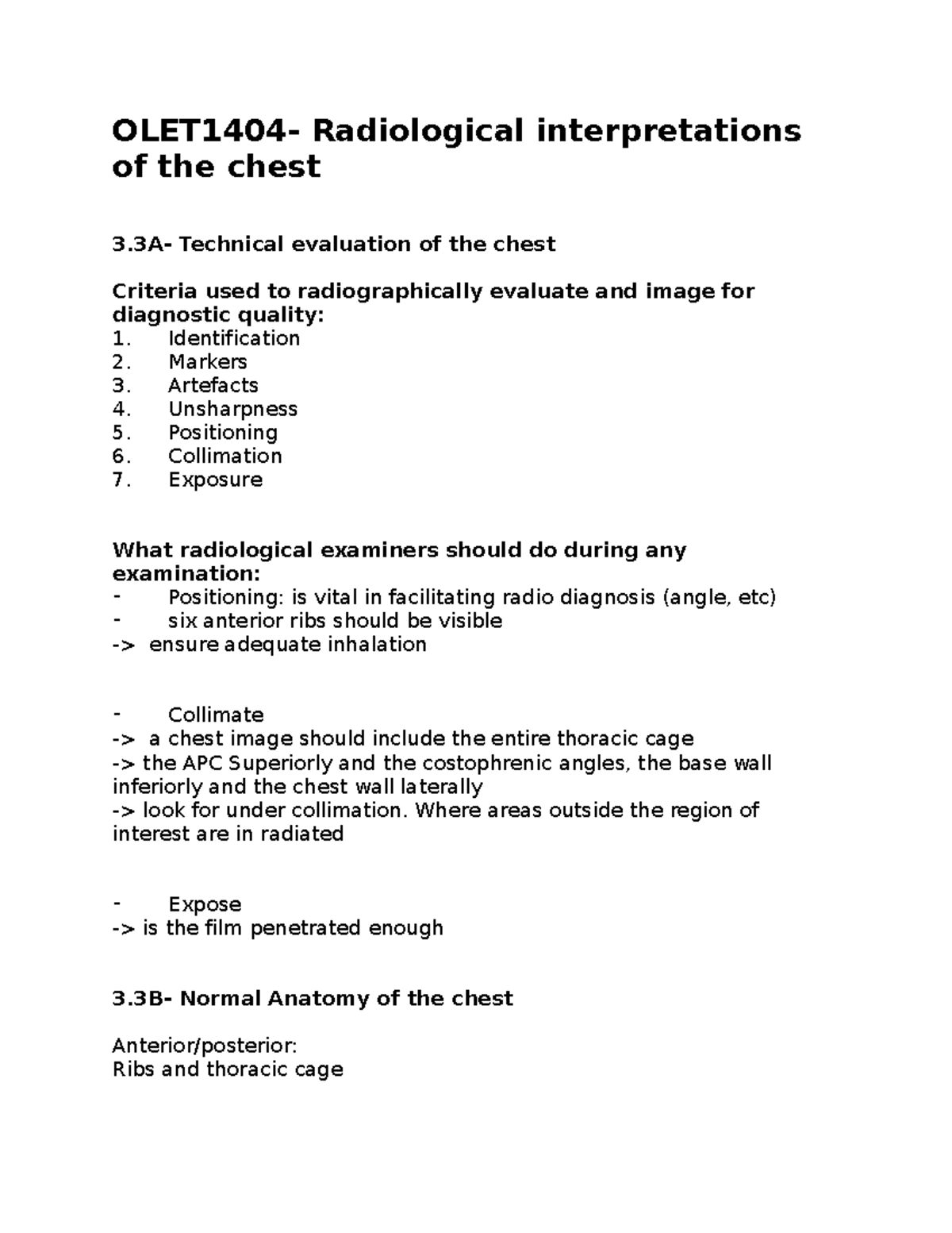 OLET1404 Module 3 notes - OLET1404- Radiological interpretations of the ...