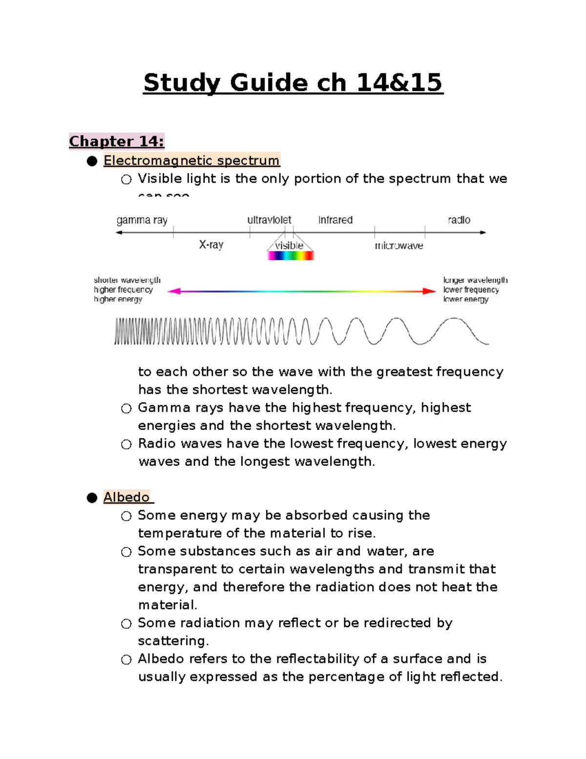 Study guide ch 14 and 15 - Study Guide ch 14& Chapter 14 ...