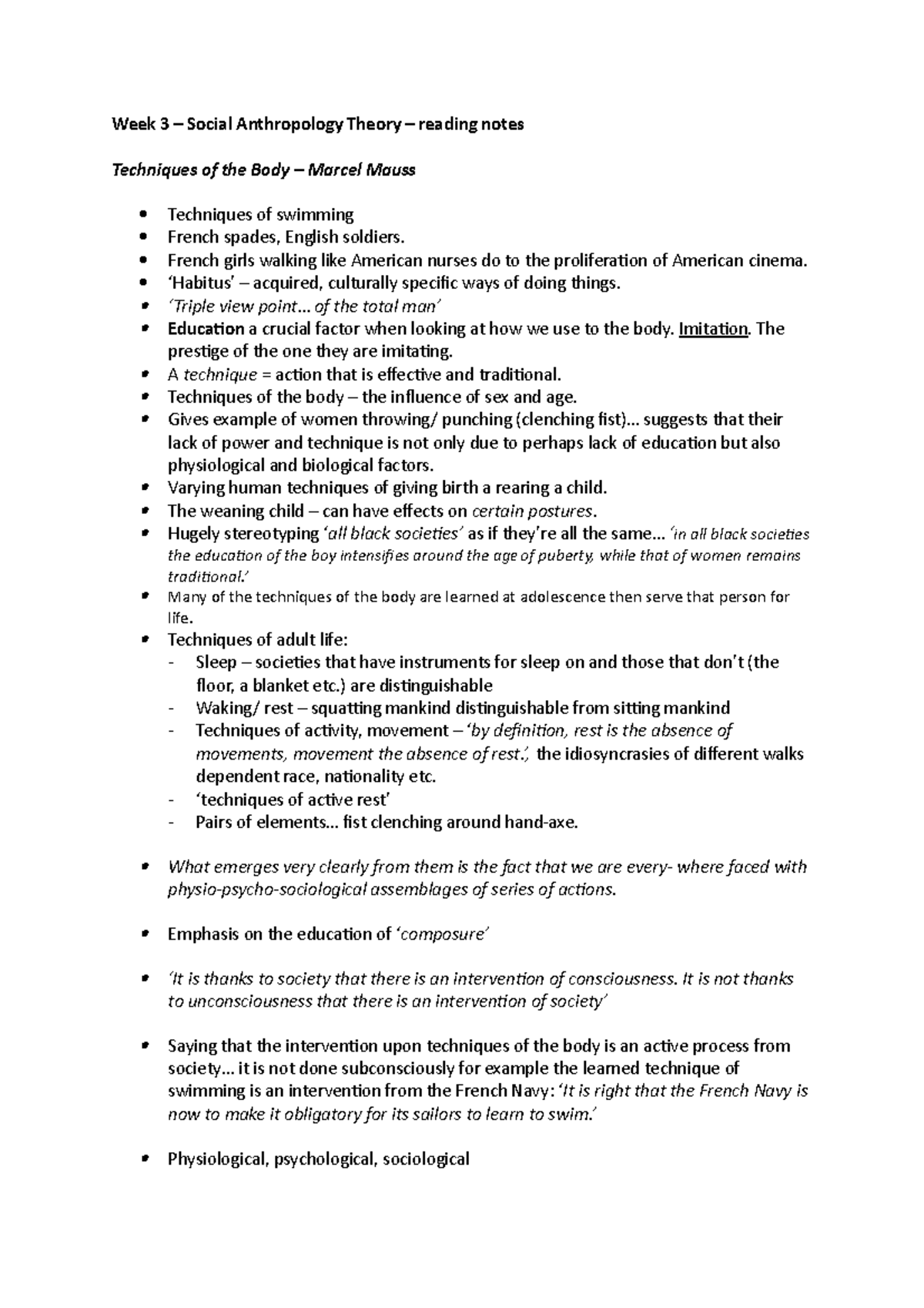 Week 2 – Social Anthropology Theory – reading notes - Week 3 Social ...