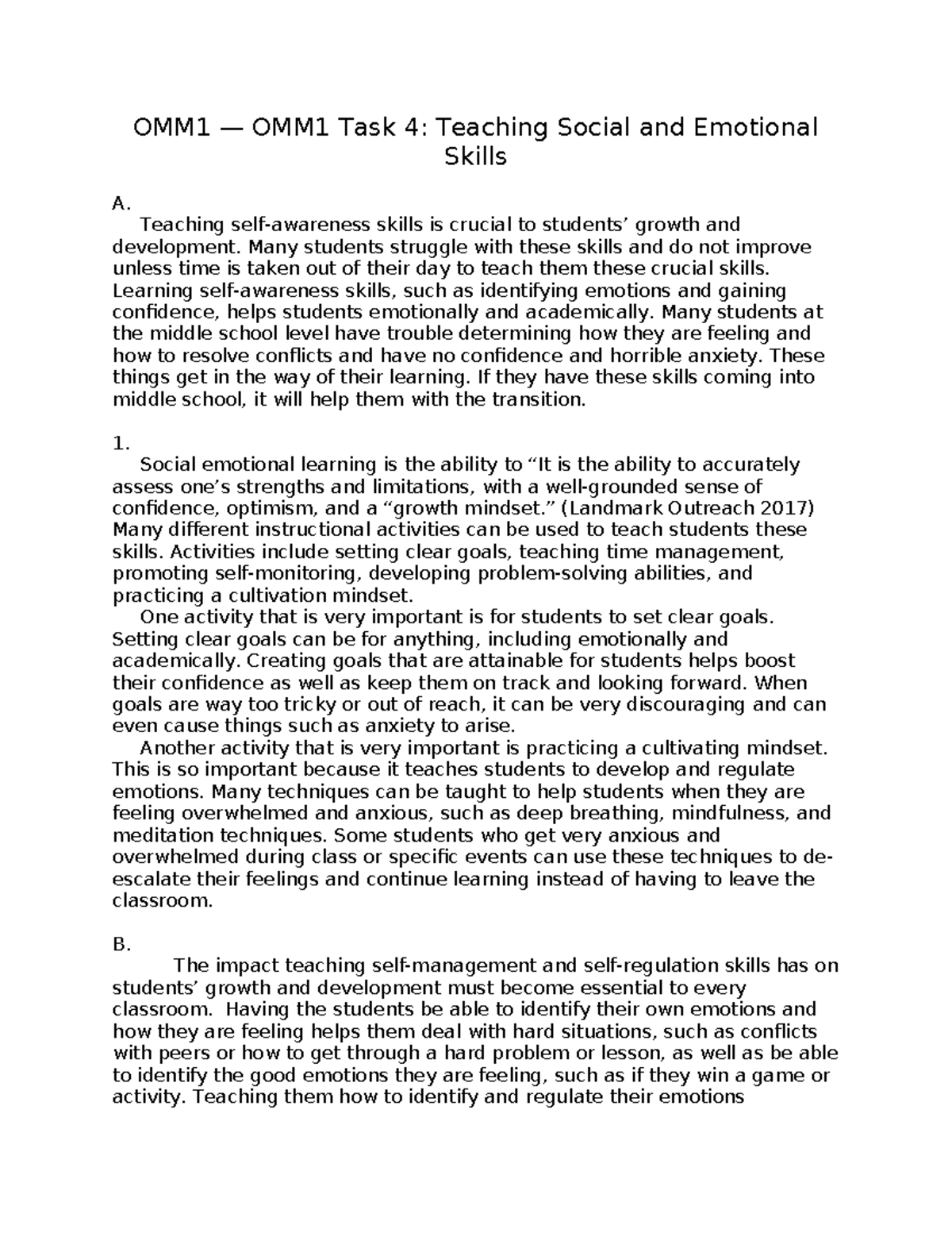 D186 task 4 - D186 task 4 - OMM1 — OMM1 Task 4: Teaching Social and ...