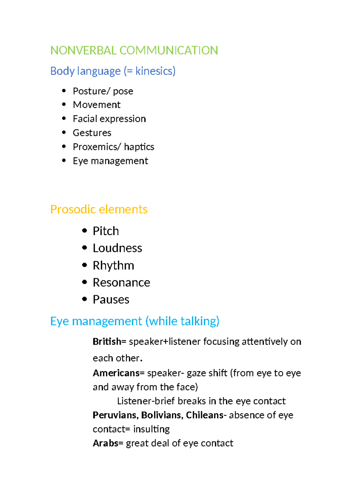 Nonverbal Communication - NONVERBAL COMMUNICATION Body language (= kinesics) Posture/ pose - Studocu