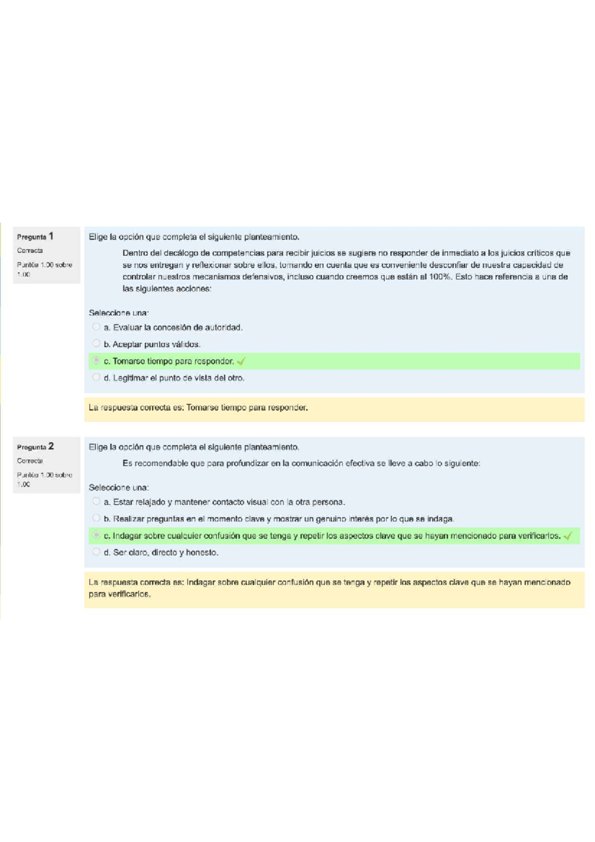 Cuestionario Comunicacion efectiva - taller de comunicacion efectiva - Studocu