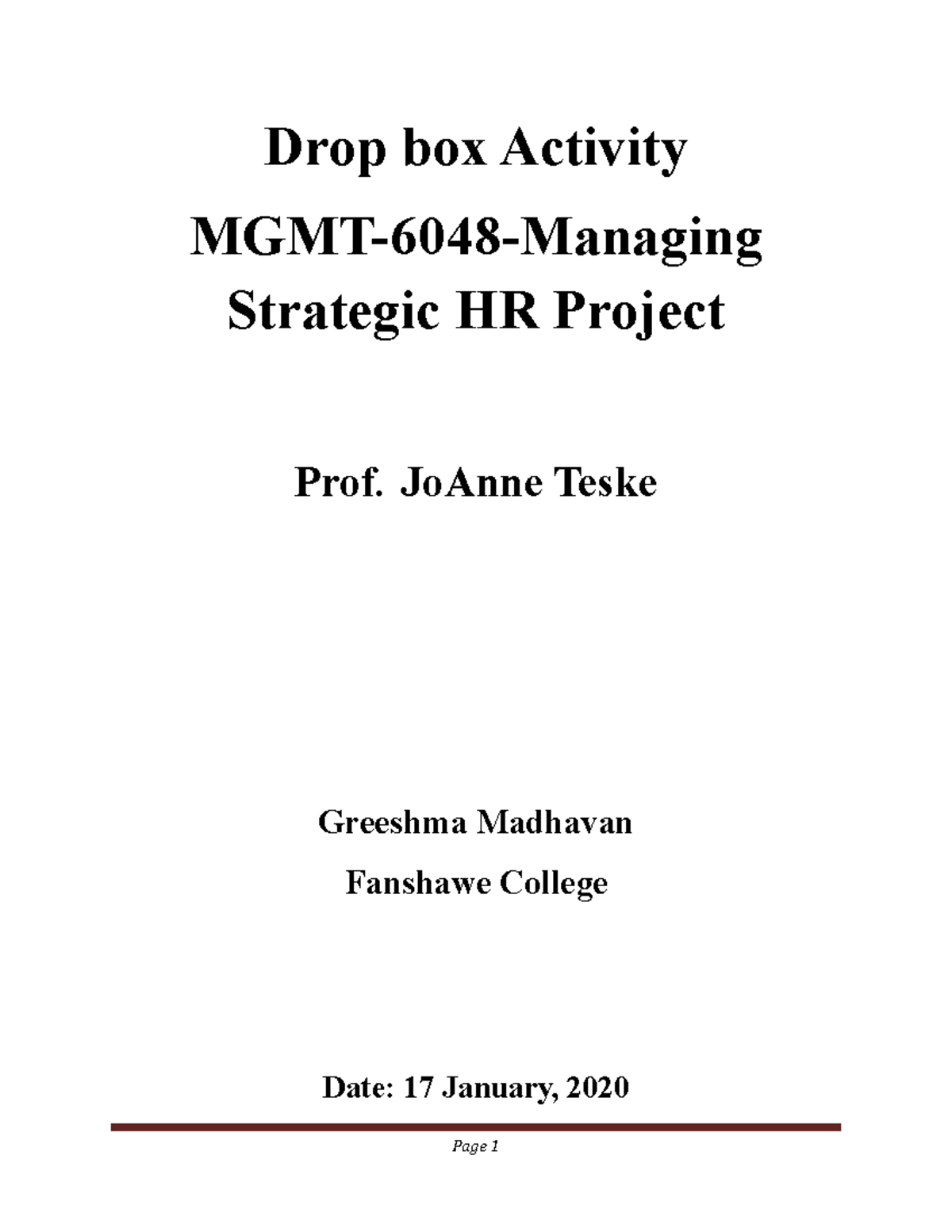 Drop box Activity- 1 MGMT6048 - Drop box Activity MGMT-6048-Managing ...