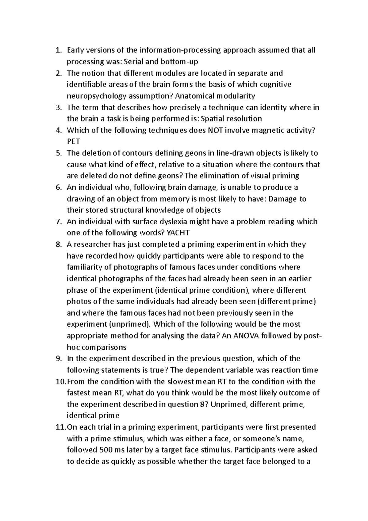 Prep quiz questions - Early versions of the information-processing ...