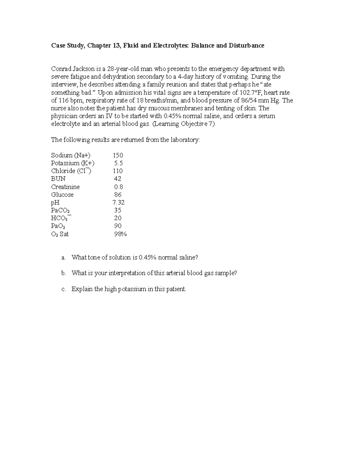 Acid Base case study for class - Case Study, Chapter 13, Fluid and ...