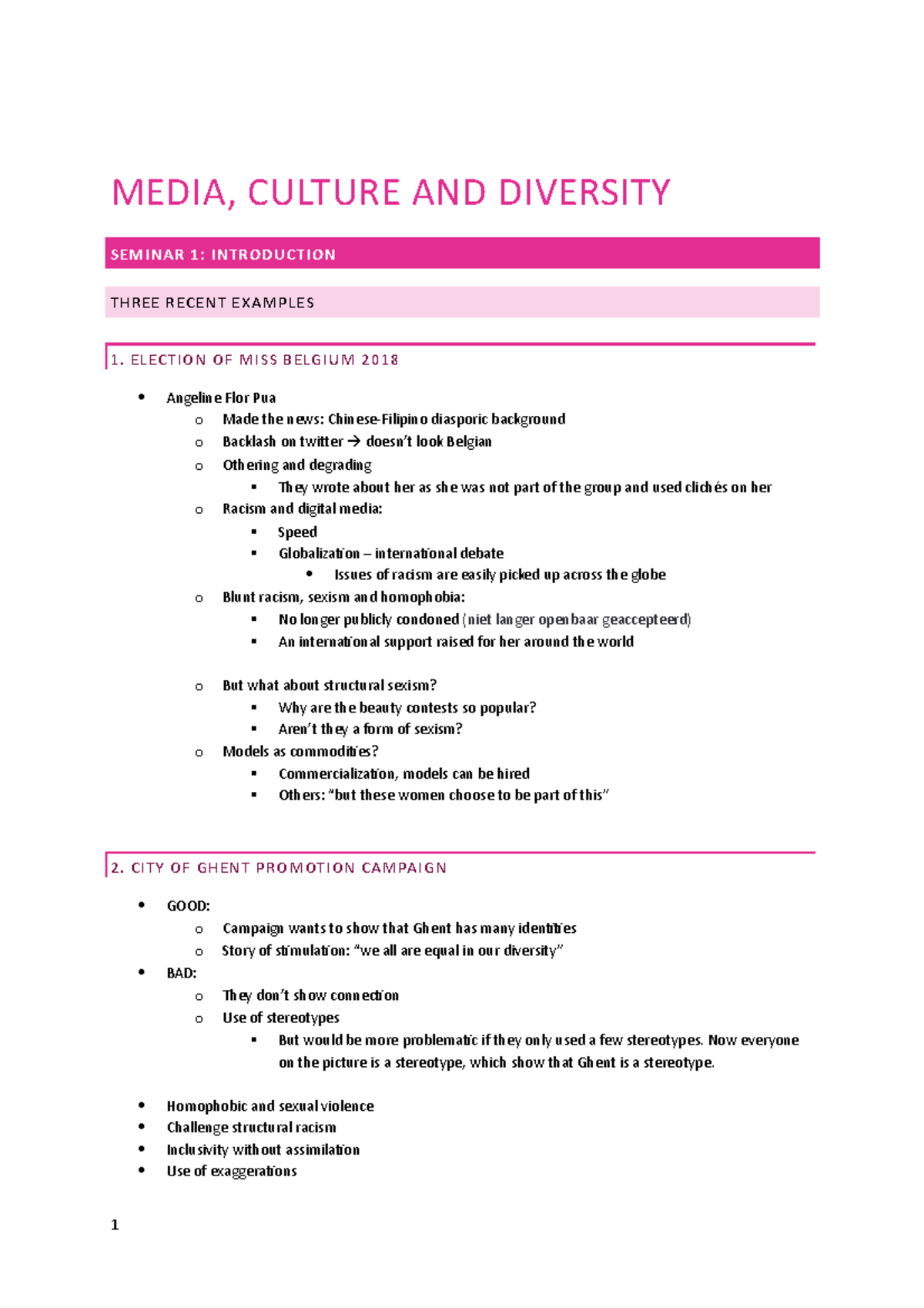Samenvatting media, culture and diversity - MEDIA, CULTURE AND ...
