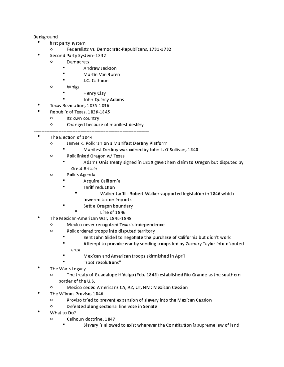 344-9 - Lecture notes 9 - Background first party system o Federalists ...
