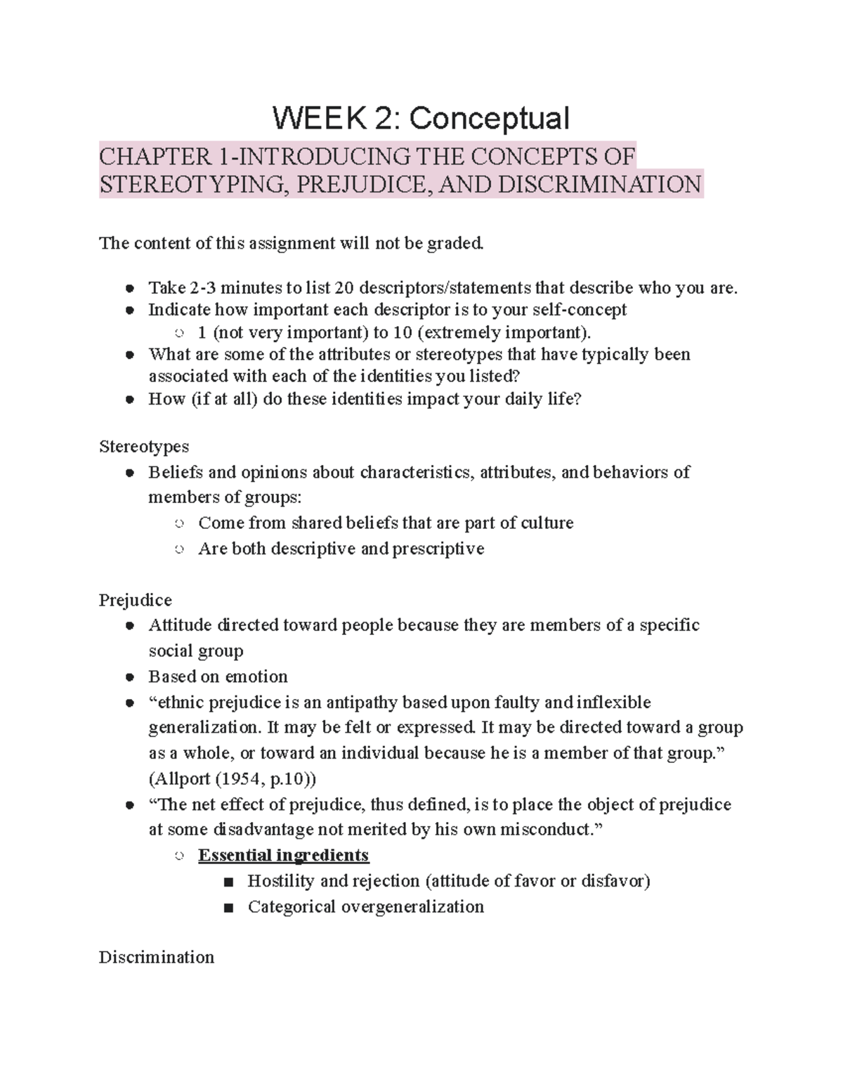 Psy 341 Lecture Slides - WEEK 2: Conceptual CHAPTER 1-INTRODUCING THE CONCEPTS OF STEREOTYPING ...