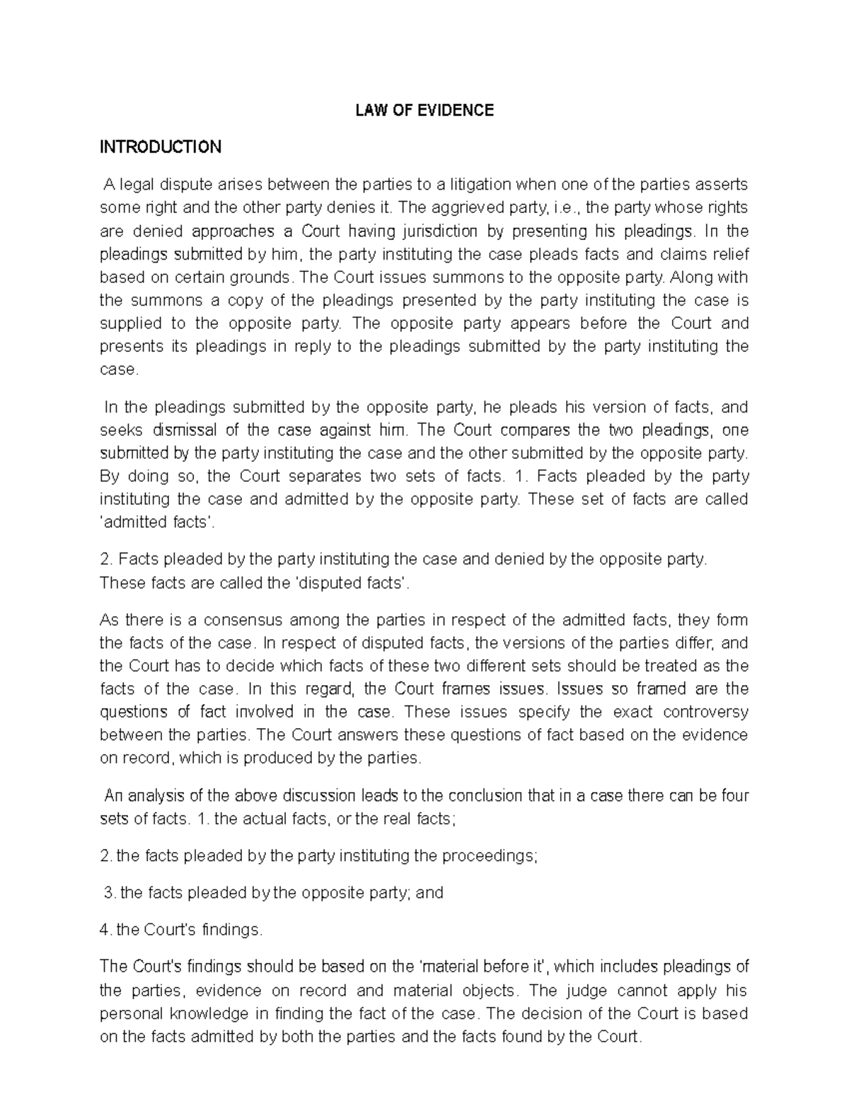 Law of Evidence-converted from KLU with full detail subject - LAW OF ...