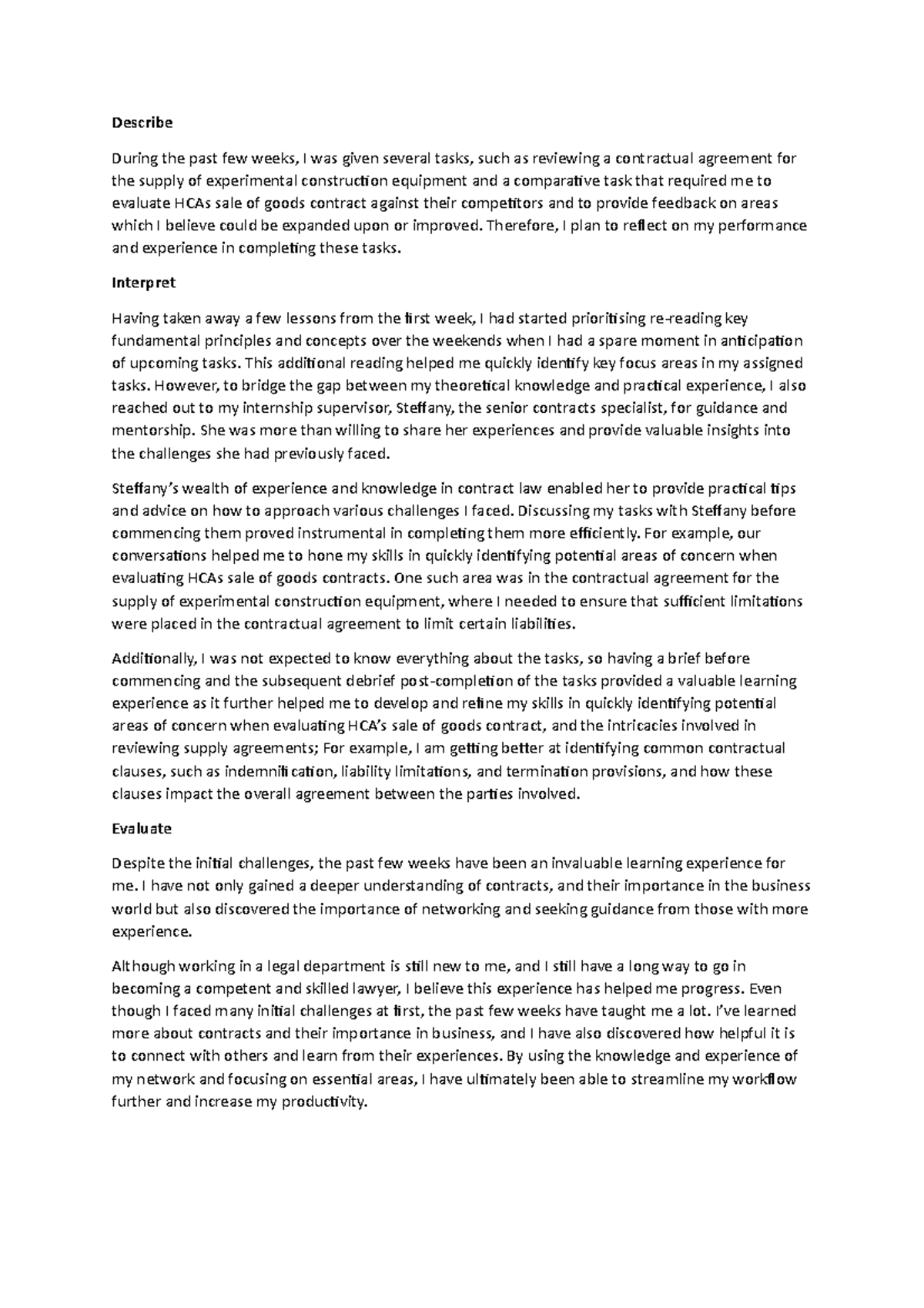 Reflective Journal 2 - reflection - LAWS3077 - UWS - Studocu