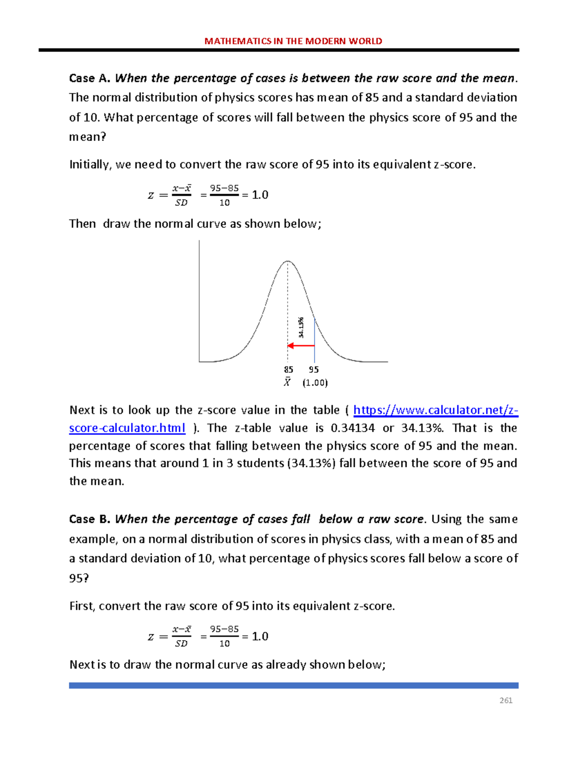 MMW 40 - MMW 40 notes - Case A. When the percentage of cases is between ...