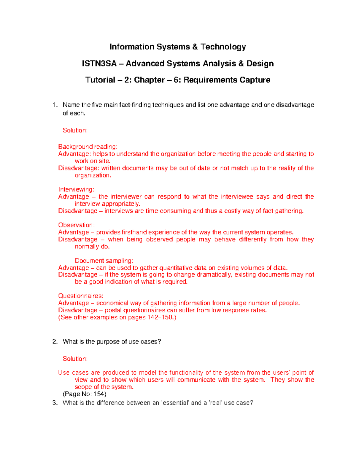 ISTN3SA Tutorial 2 Solution - Information Systems & Technology ISTN3SA ...