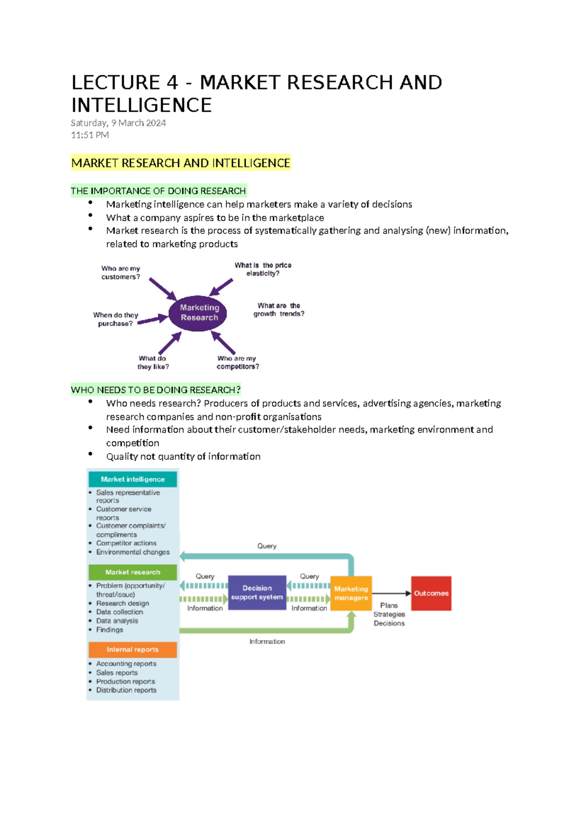 Lecture 4 - Market Research AND Intelligence - LECTURE 4 - MARKET ...