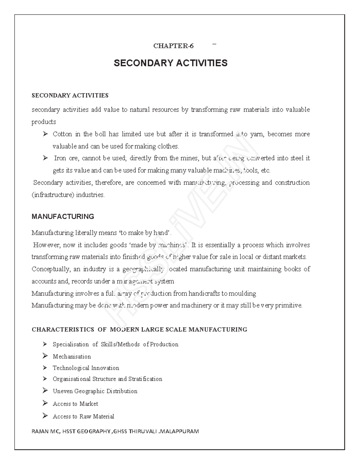 Chapter- 6 Secondary activities - - Studocu