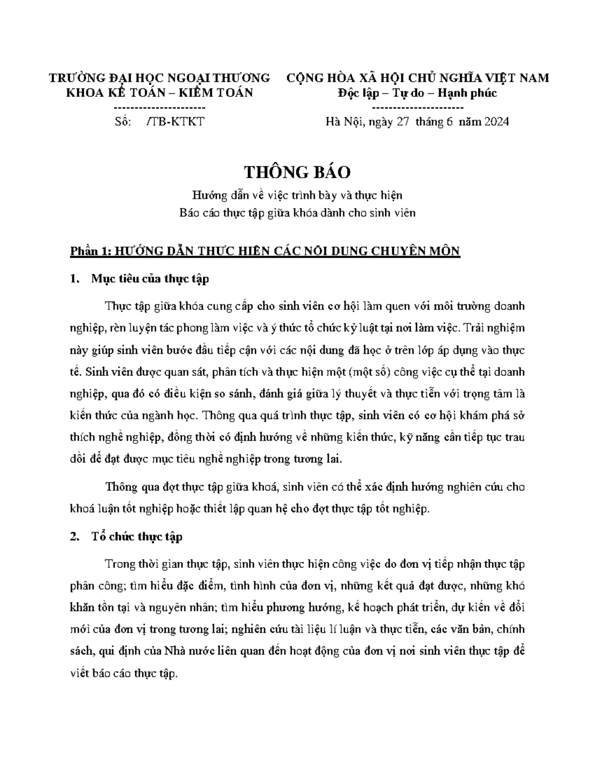 2024. Hướng dẫn thực hiện báo cáo thực tập giữa khóa KTKT - TRƯỜNG ĐẠI ...